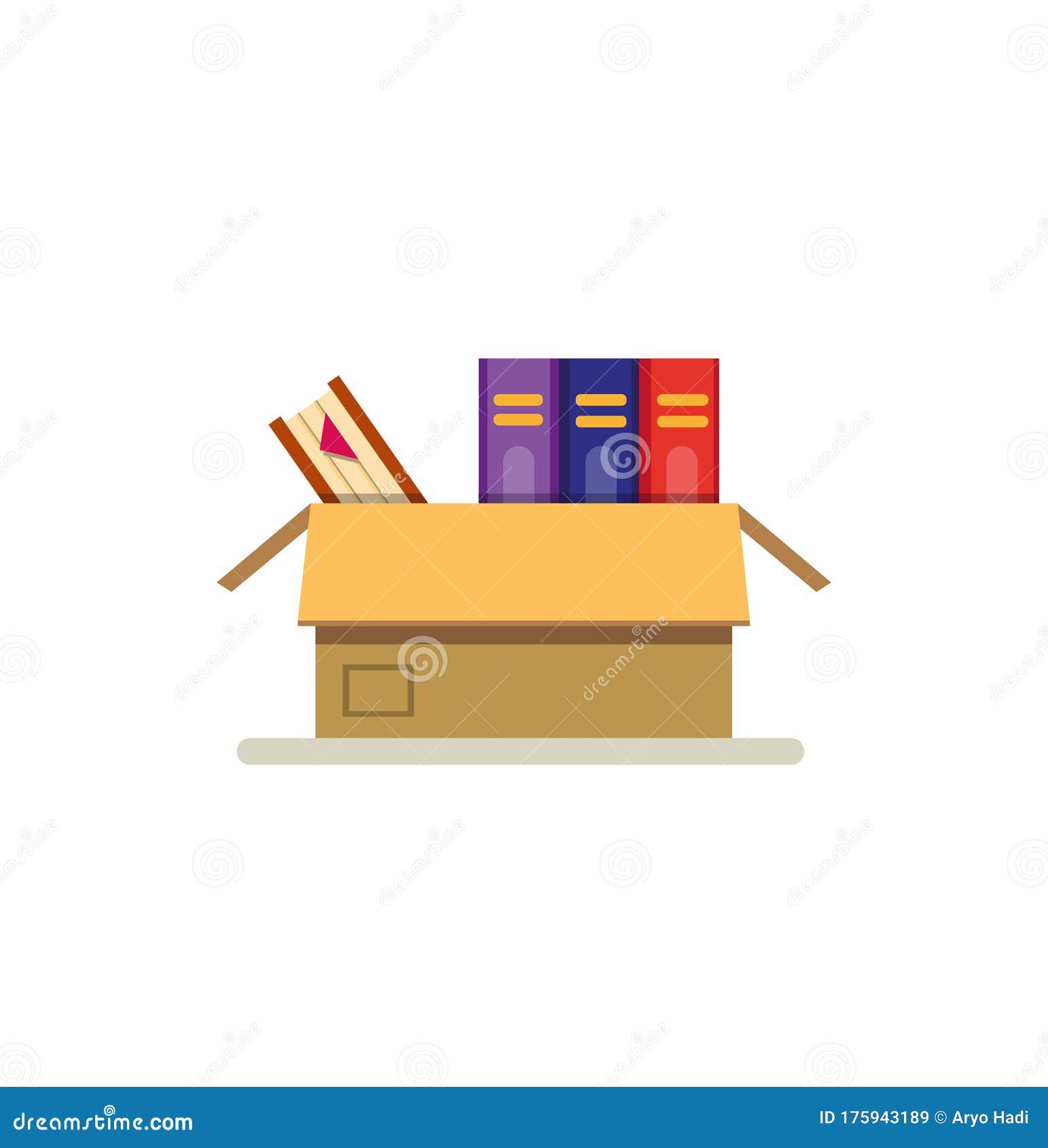 Books in Box Cardboard Cartoon Flat Illustration Vector Isolated in ...