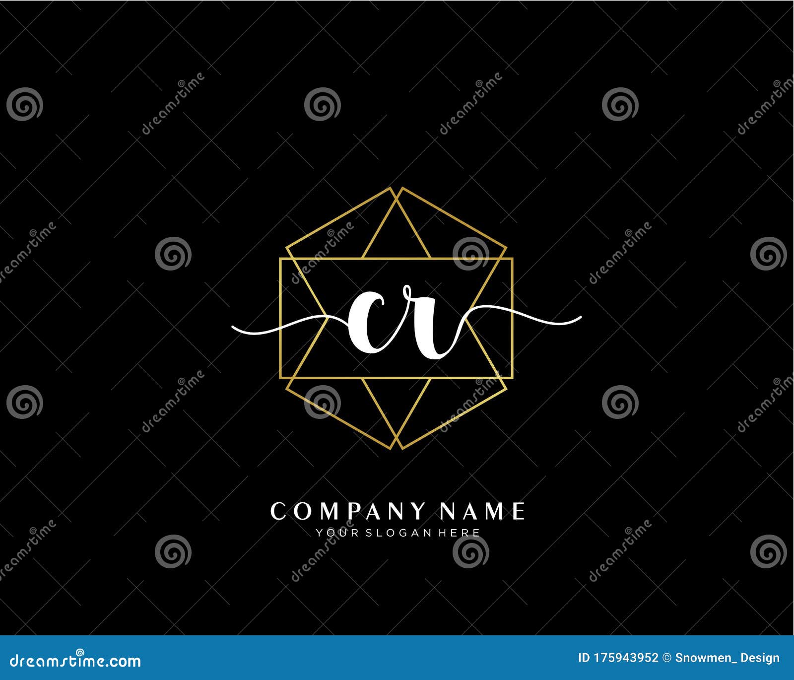 Initial Handwriting Logo Geometric Template Vector Stock Vector ...