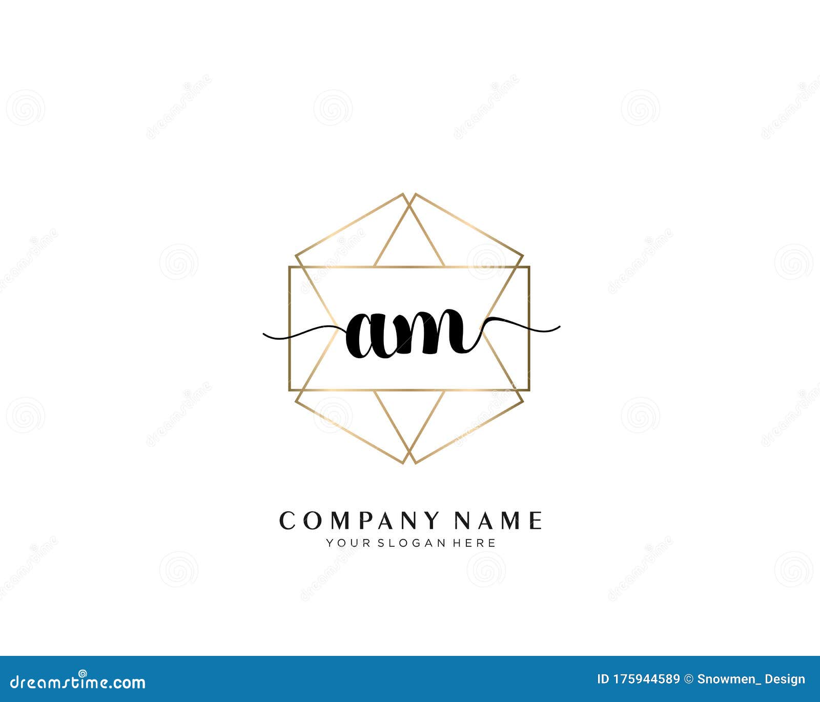 Initial Handwriting Logo Geometric Template Vector Stock Vector ...