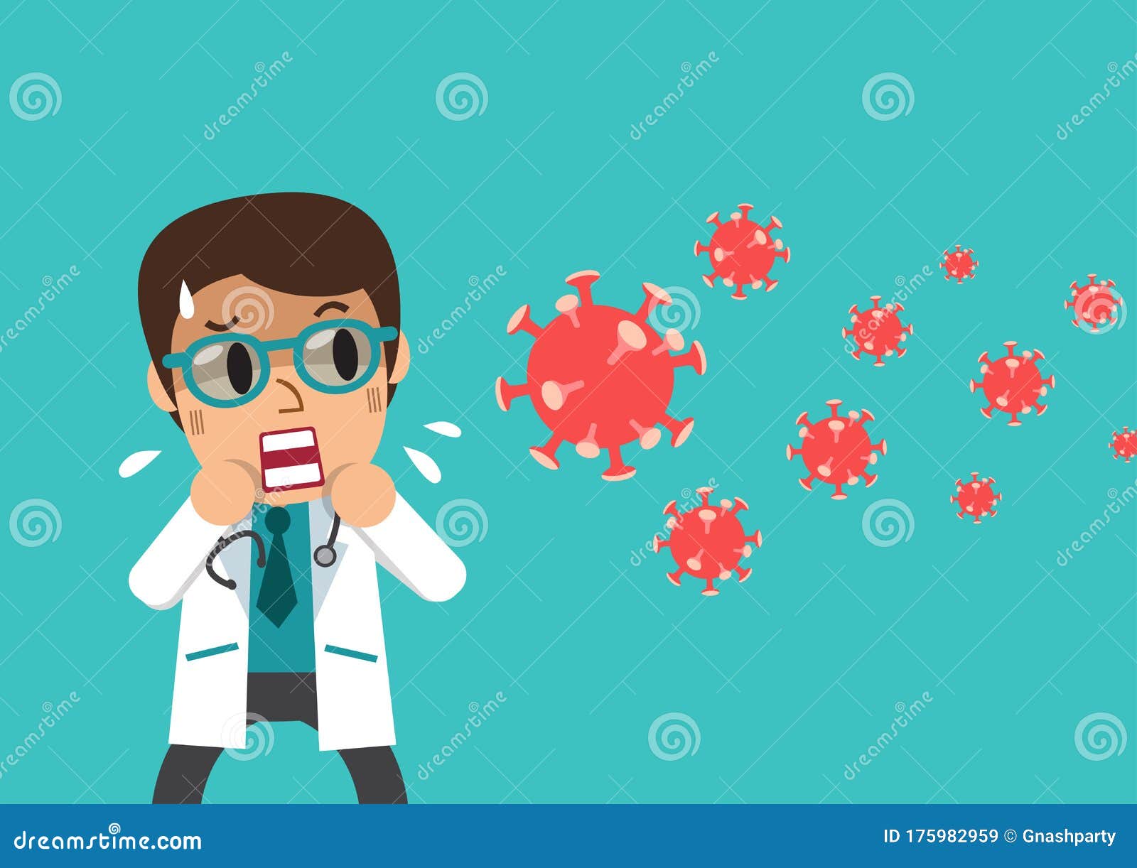 Vector Cartoon Male Doctor is Worried about the Virus Stock Vector ...
