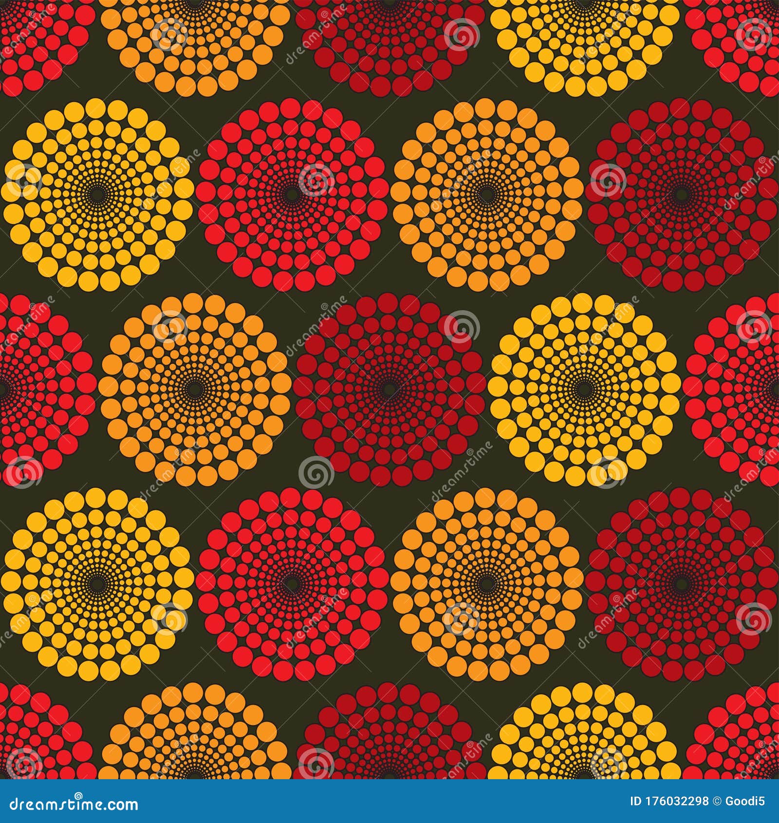 Seamless African Dots in Circular Pattern Stock Illustration ...