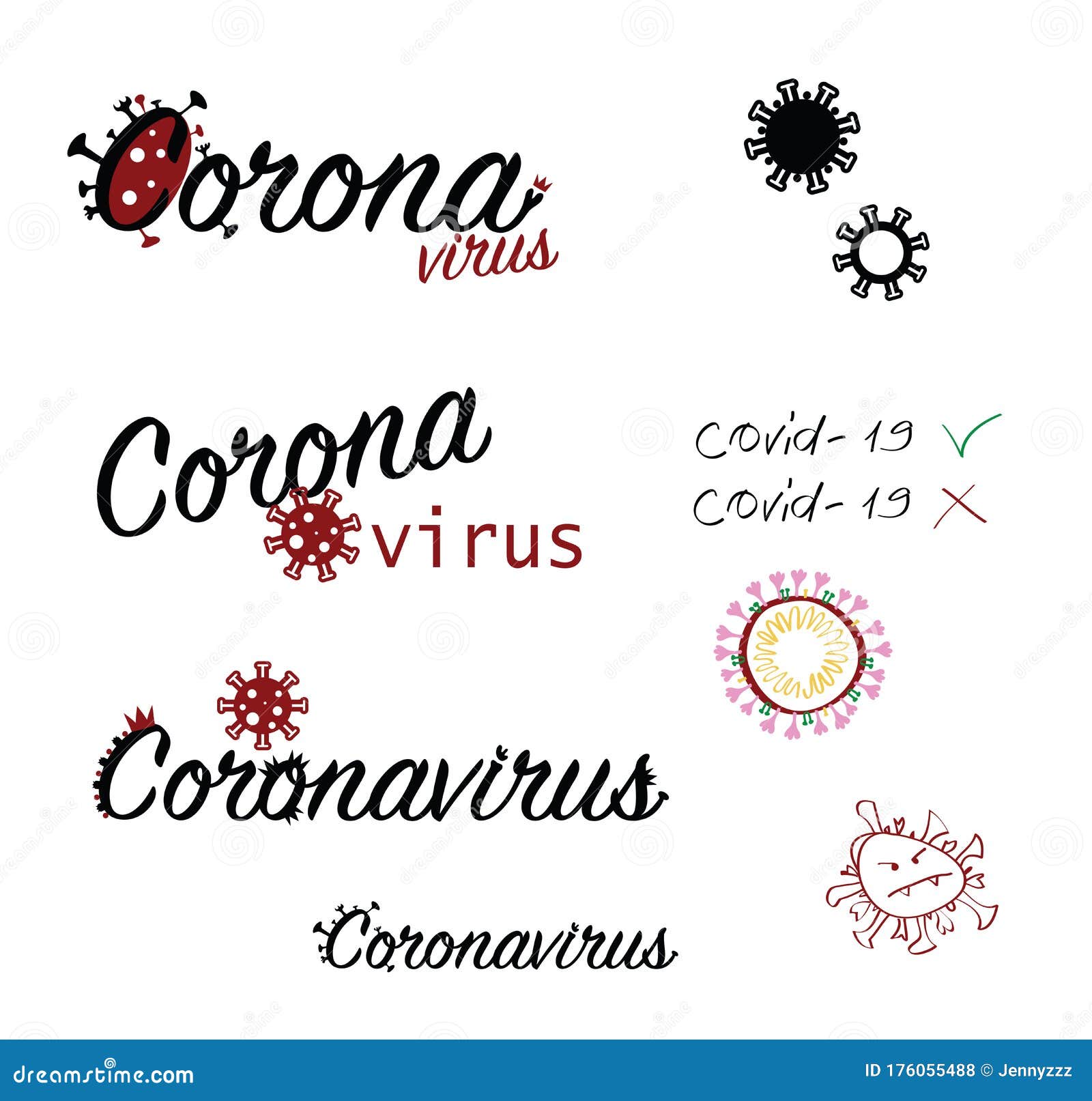Coronavirus Lettering. Hand Drawn Illustration Corona Virus Stock ...