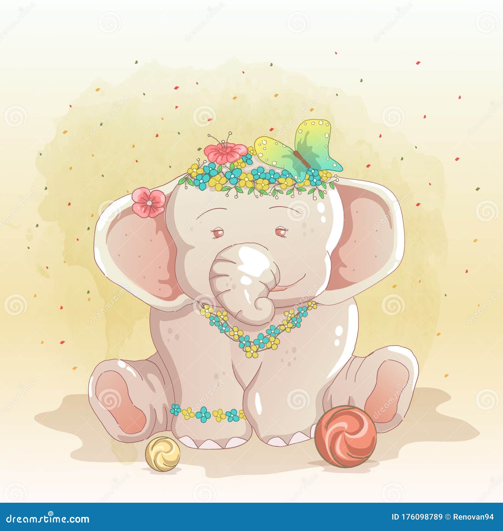 Smiley Elephant Emoticon With Long Trunk, Doodle Kawaii. Doodle Icon ...