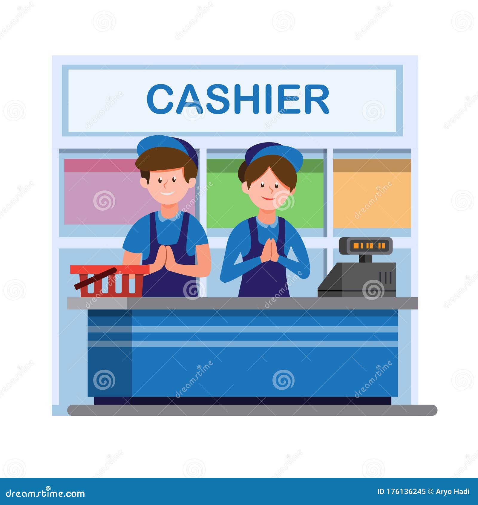 Cashier Man Cartoon Vector | CartoonDealer.com #9824411