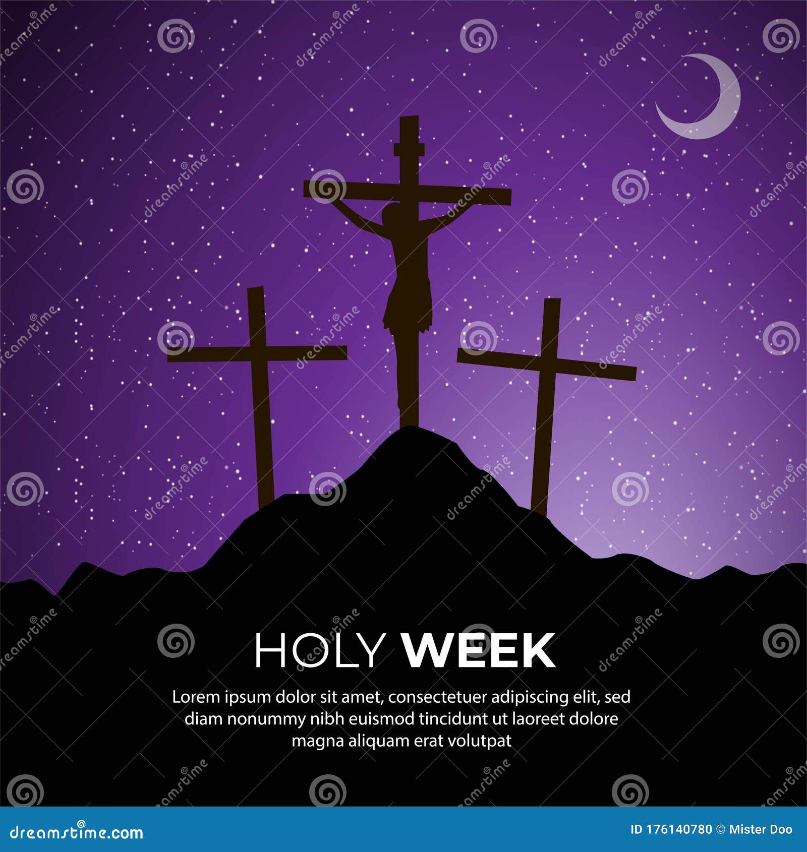 Holly Week Silhouettes Sunset Background. Crucifixion Good Friday ...