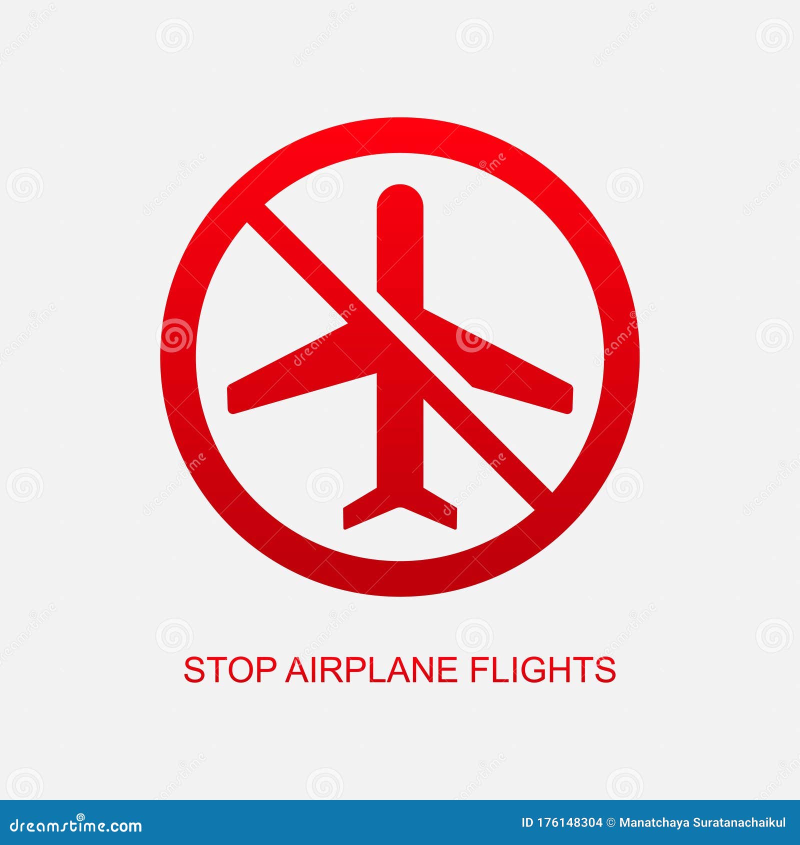 Stop Airplane Flights Attention Sign,flight Ban Icon. Stock Vector ...