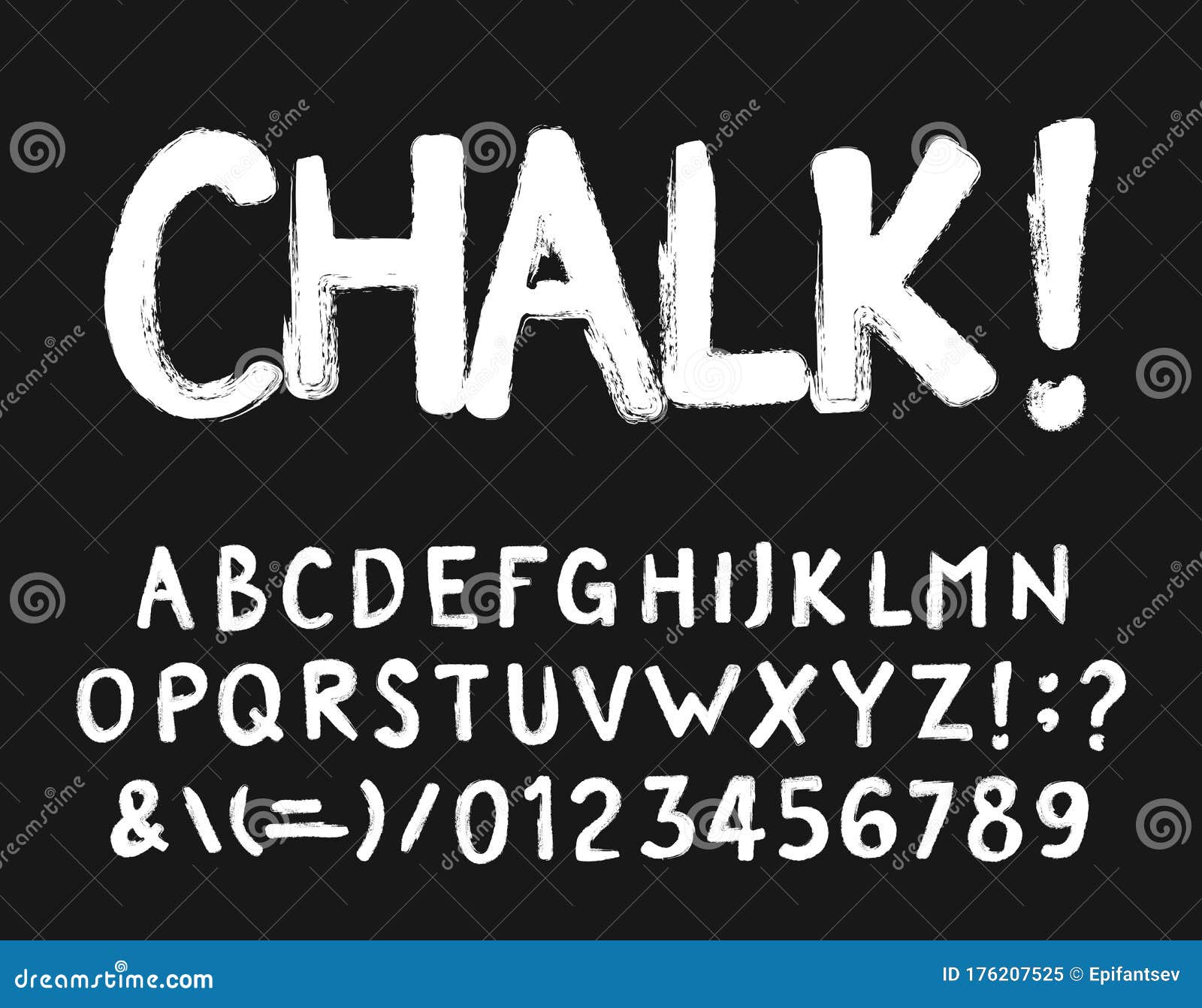Chalk Alphabet Font. Hand Drawn Messy Letters, Numbers And Symbols ...