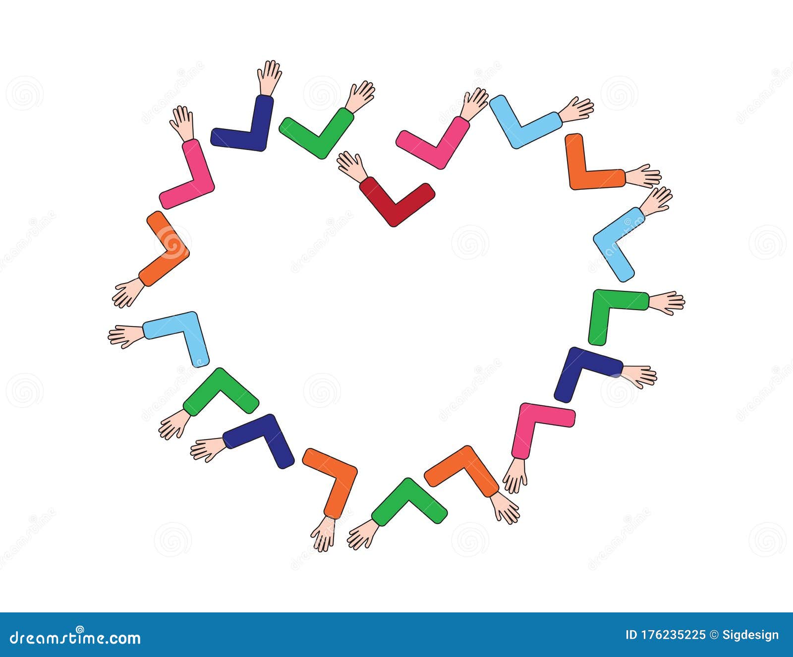 Hands Creating A Heart Shape Touching With Elbows Cartoon Vector ...