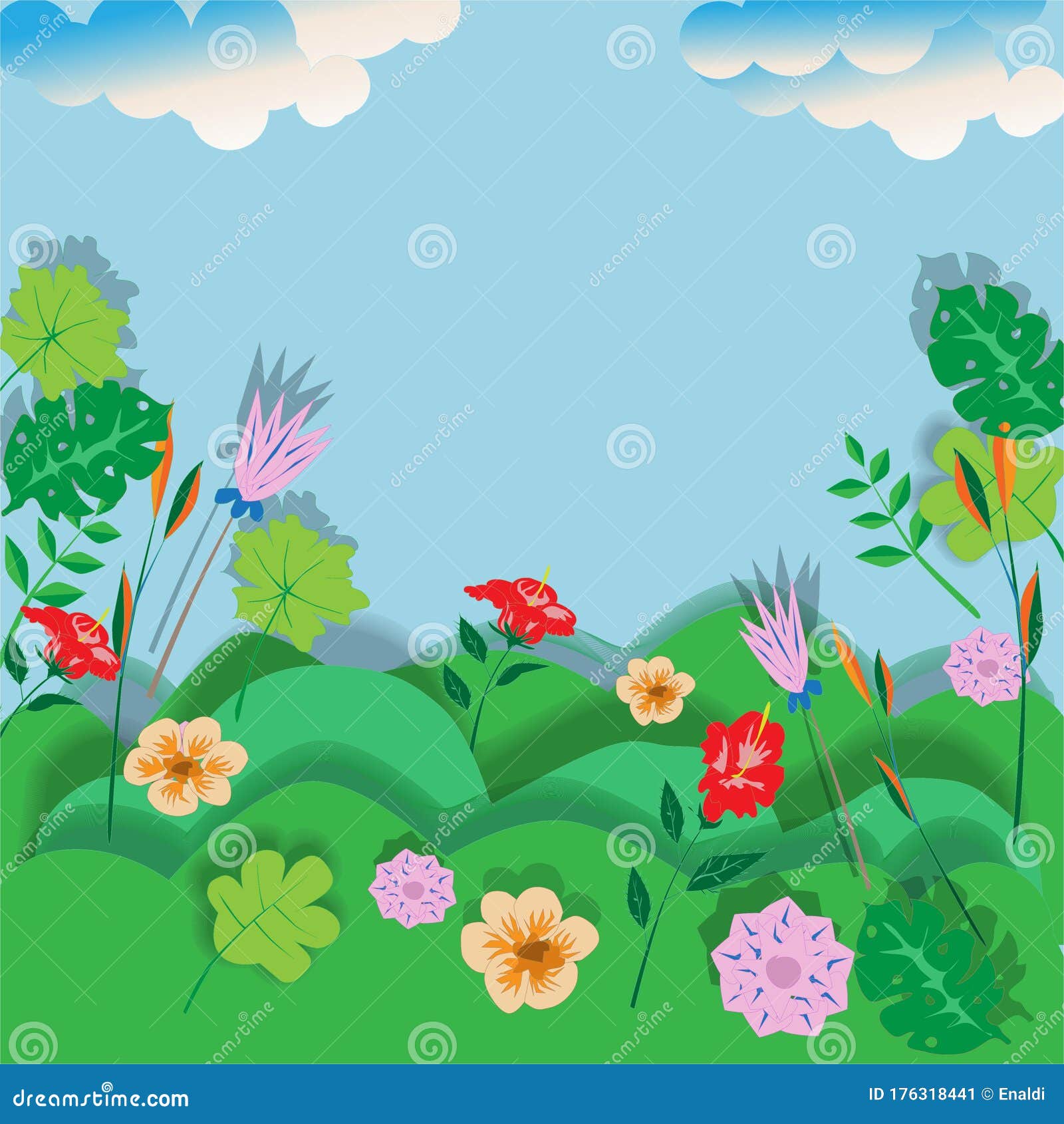 Cut Out Paper Flower Garden Background Stock Vector - Illustration of ...