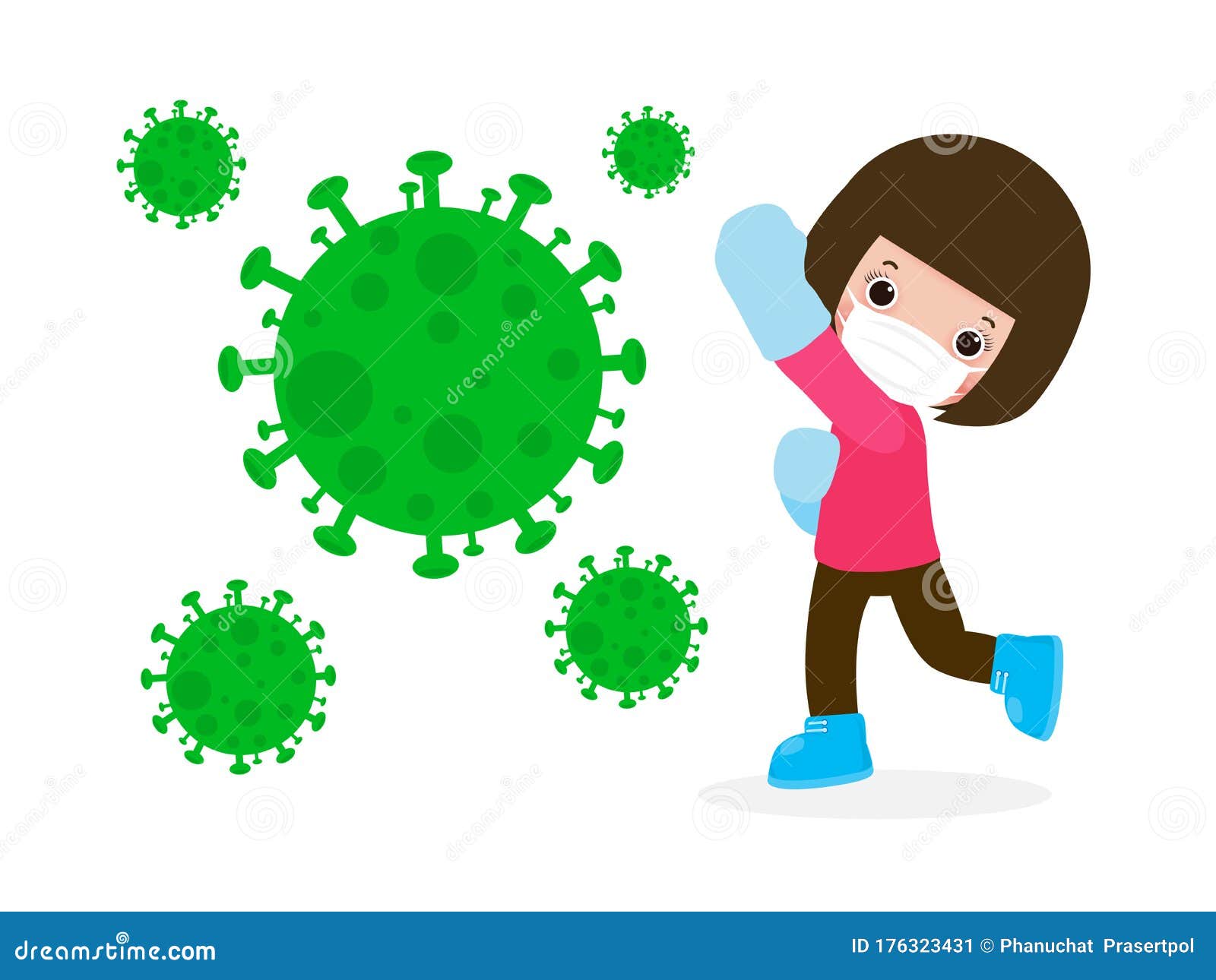 Cute Kids Fight with Coronavirus 2019-nCoV, Cartoon Character Children ...