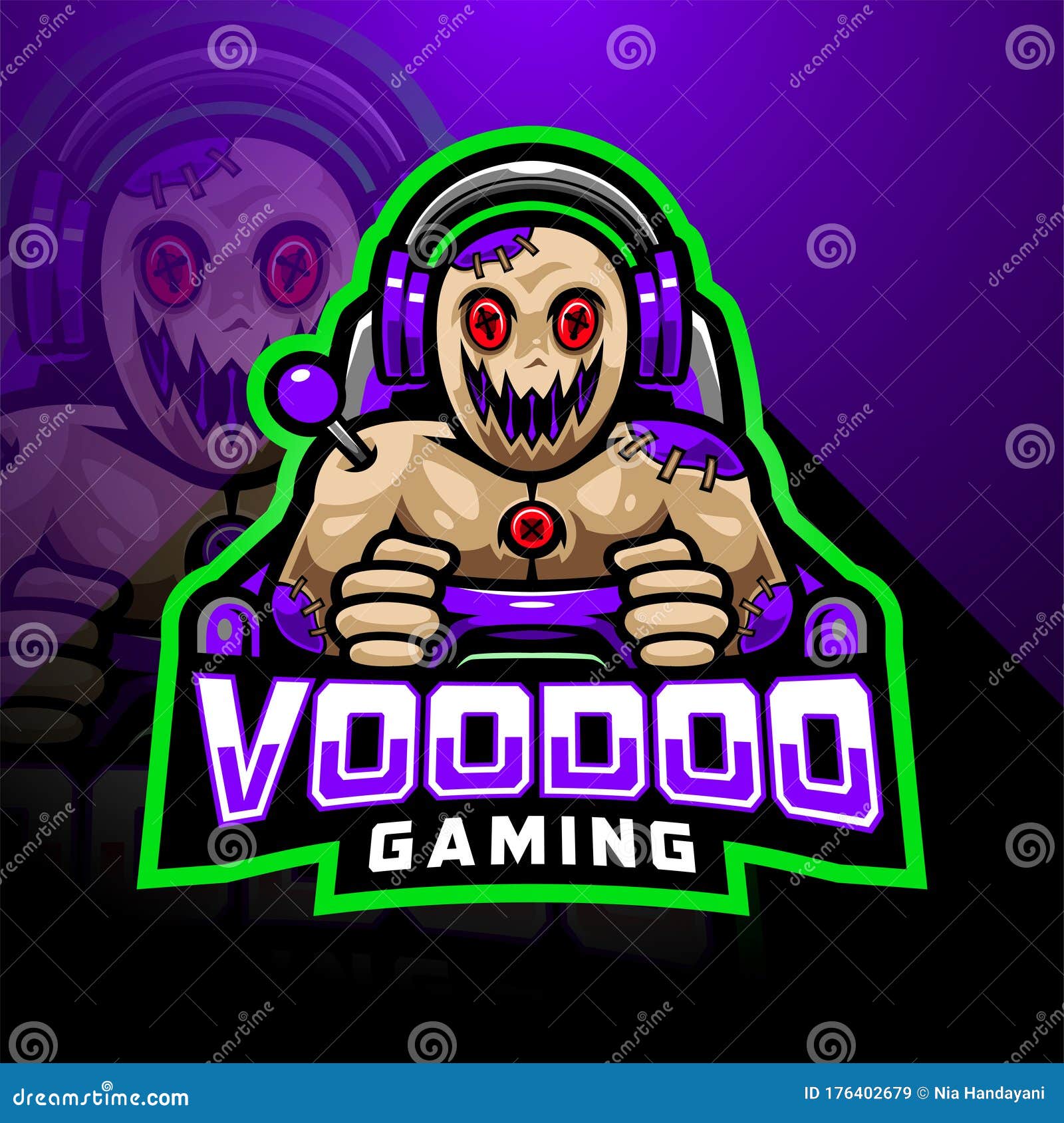 Voodoo Gaming Esport Mascot Logo Stock Vector - Illustration of needle ...