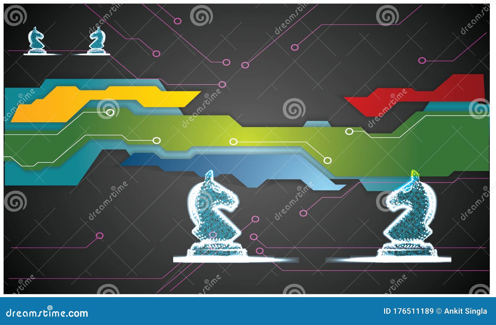 Chess Knight Player on Abstract Dark Background Stock Vector ...