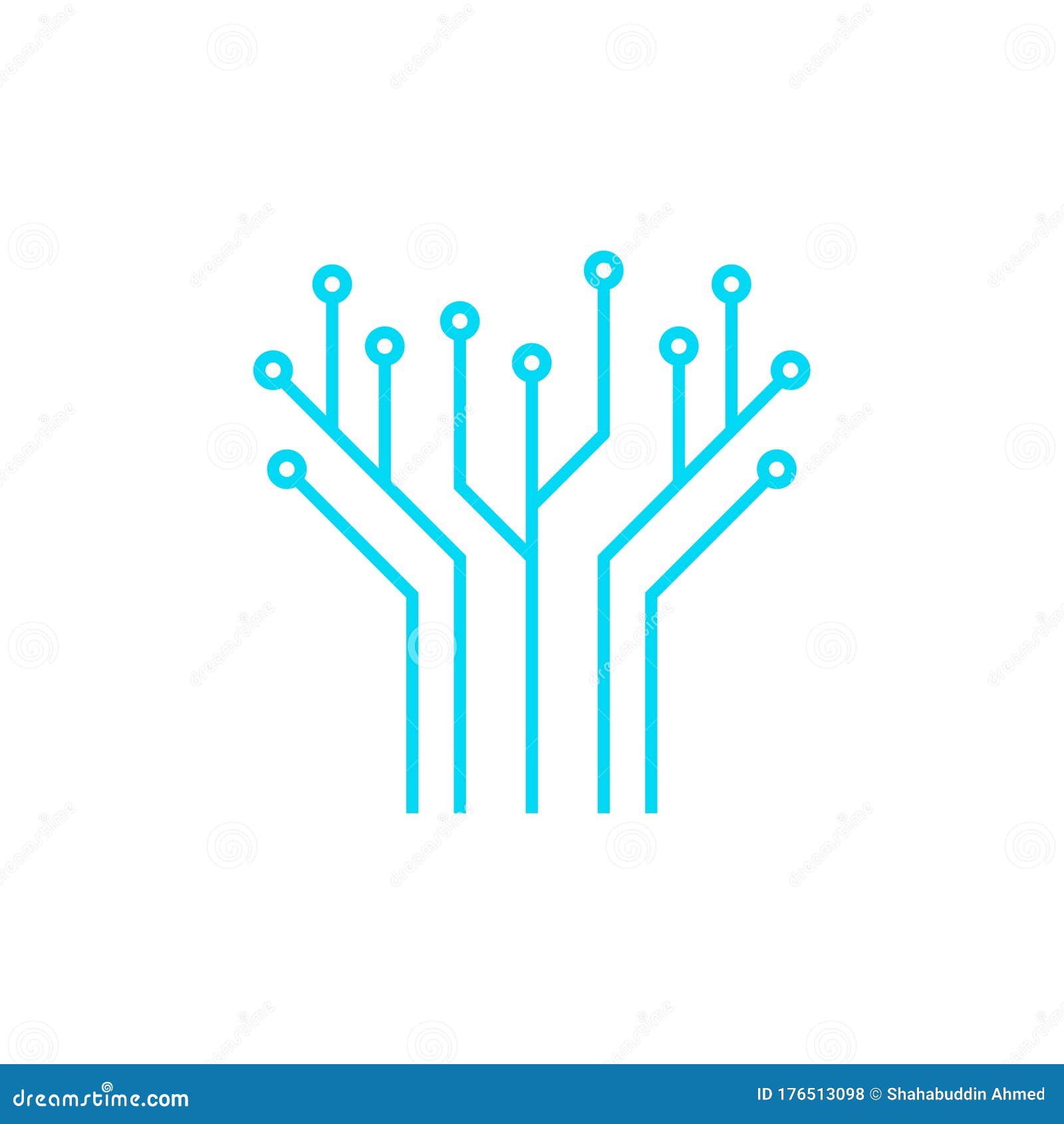 Digital Tree - Vector Logo Template Concept Illustration in Flat Style ...