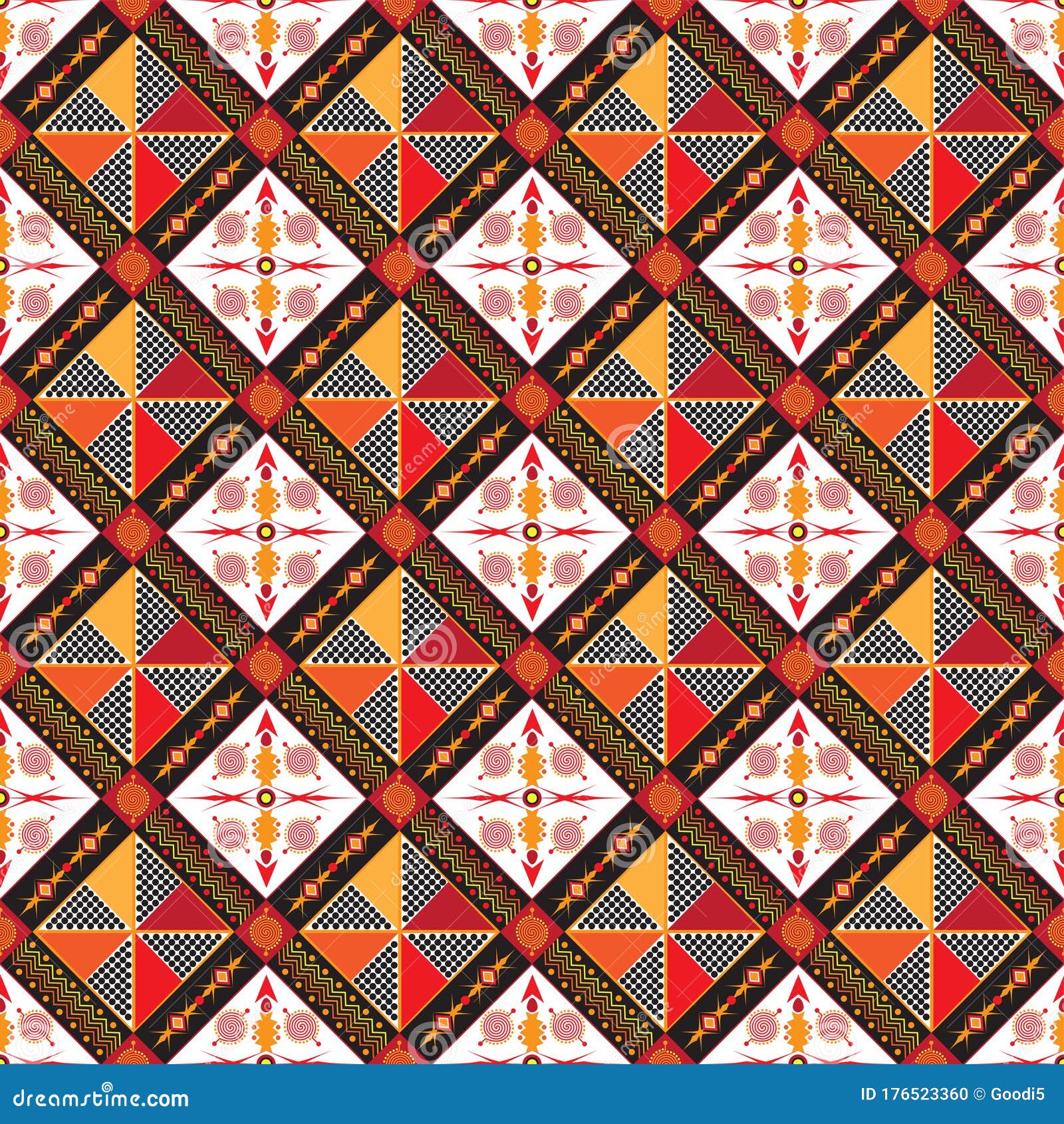 Seamless, Vector African Rhombus Pattern Design Stock Illustration ...
