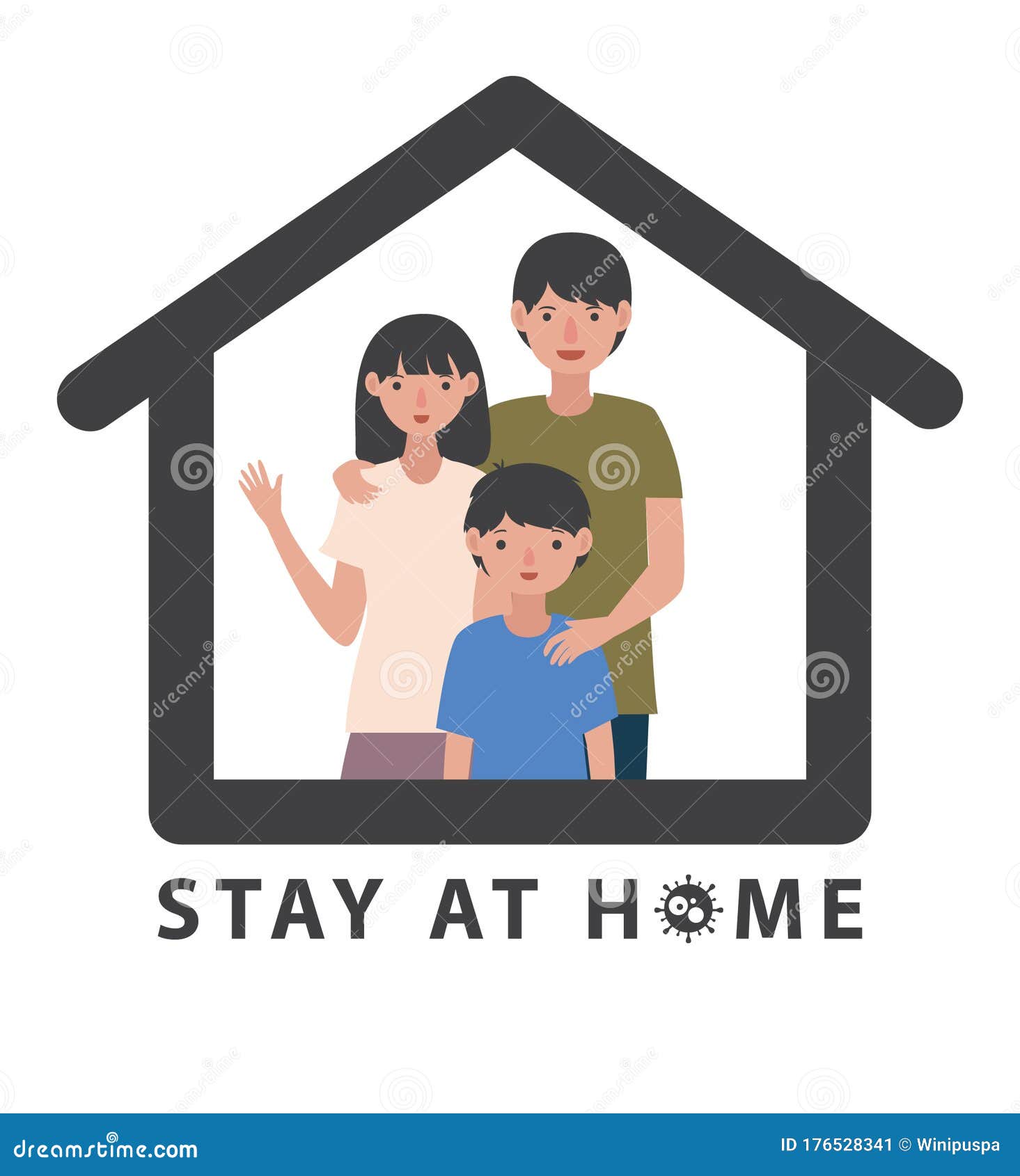 Family Smiling and Staying Together. Stay at Home. Stock Vector ...