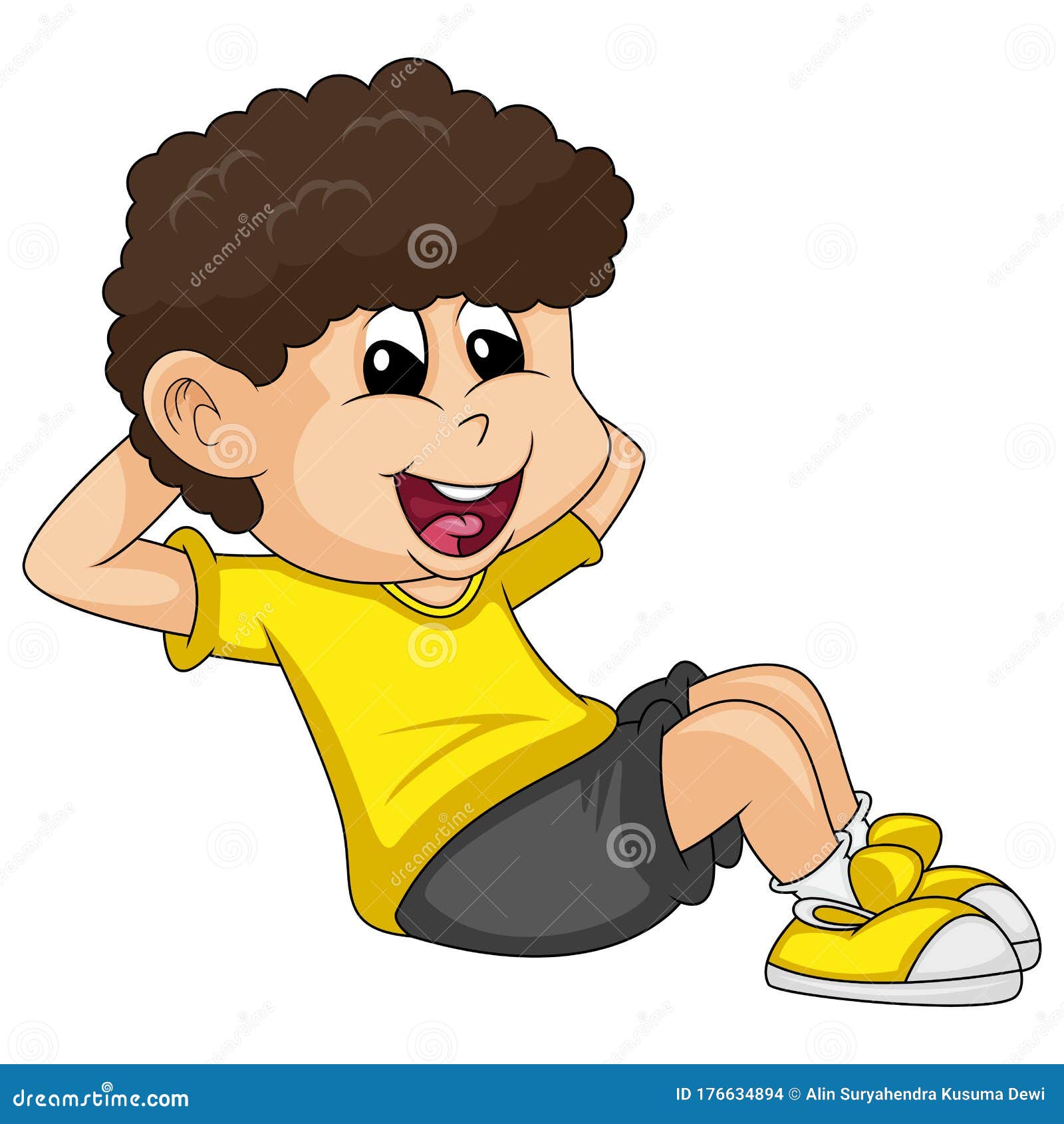 The Boy Doing Exercise Cartoon Vector Illustration Stock Vector ...