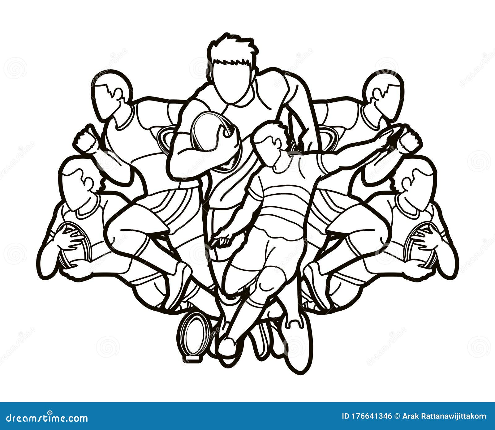 Rugby Players, Isolated Vector Silhouette. Ink Drawing | CartoonDealer ...