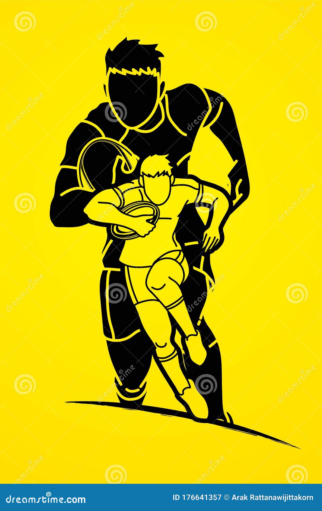 Group of Rugby Players Action Cartoon Sport Graphic Stock Vector ...