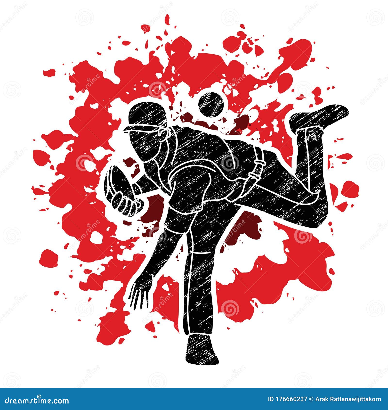 Baseball Player Action Cartoon Sport Graphic Stock Vector ...