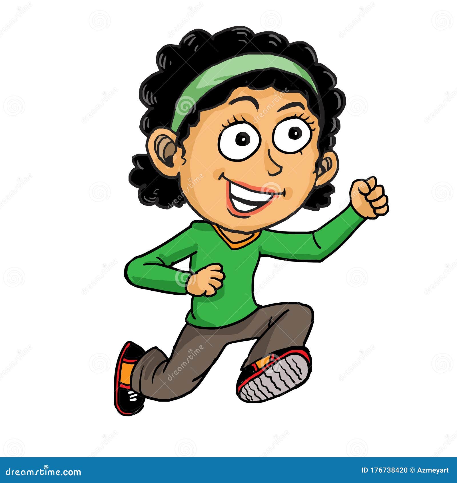 Cartoon Happy Smiling Girl Running Fast Stock Vector - Illustration of ...
