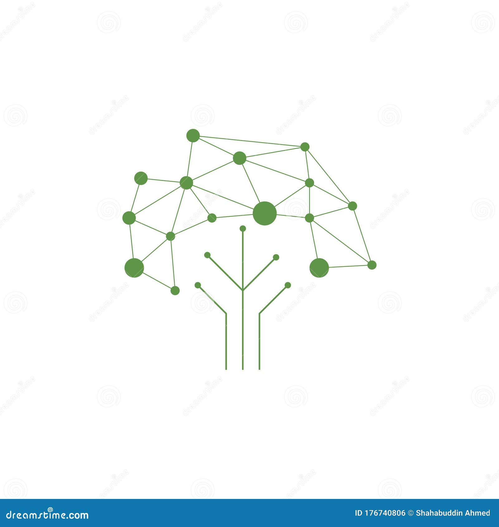 Digital Technology Tree Icon. Vector Tech Tree Logo Stock Vector ...
