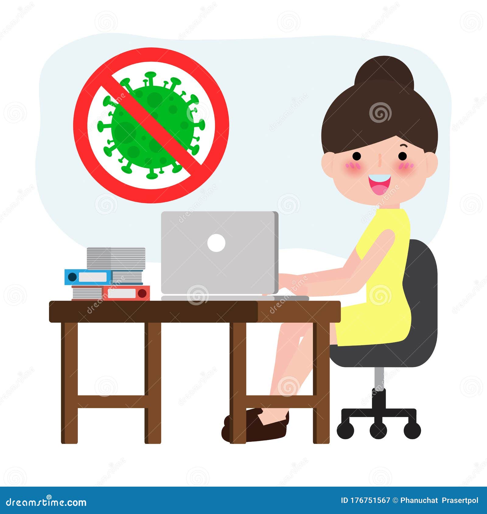 Coronavirus Quarantine Concept. Woman Working at Home. Stay at Home ...