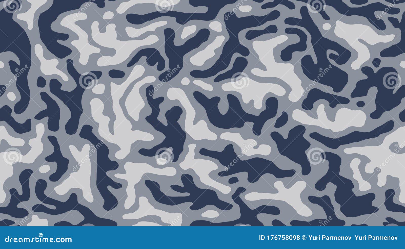 Military Blue Camouflage, War Repeats Texture, Seamless Vector ...