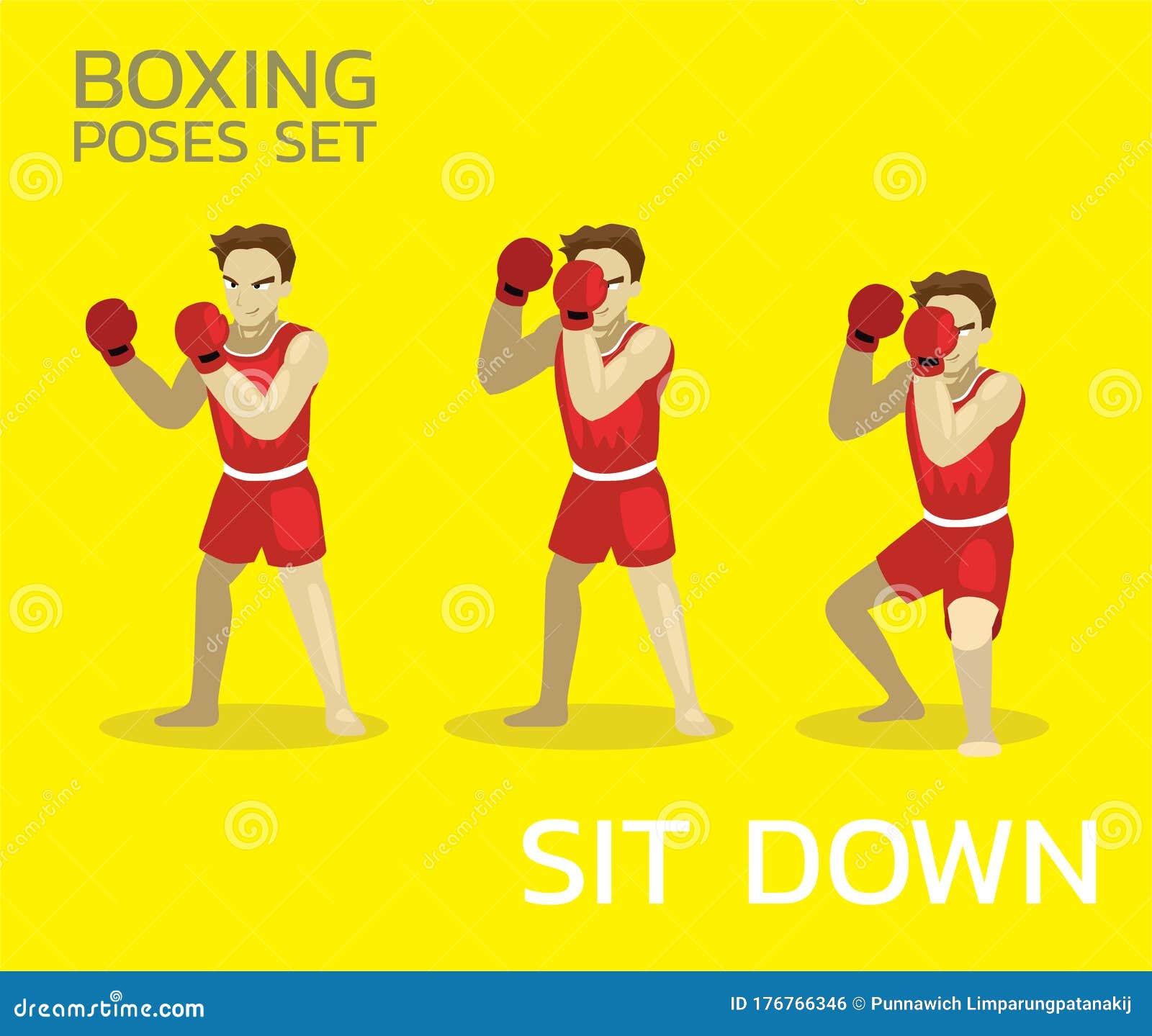 Sit Down Manga Boxing Man Cartoon Vector Illustration Seamless ...