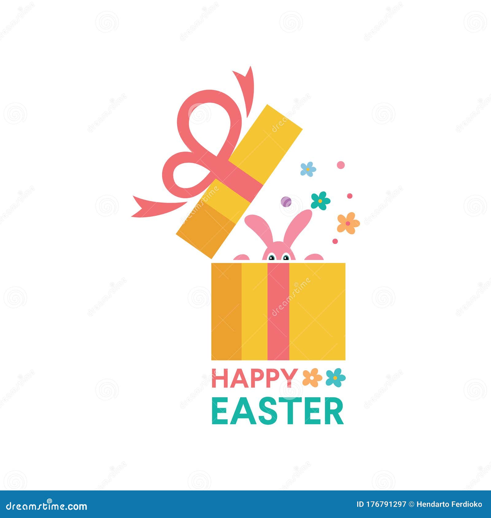 Happy Easter Logo Icon Vector Background Template. Gift Bunny Rabbit ...