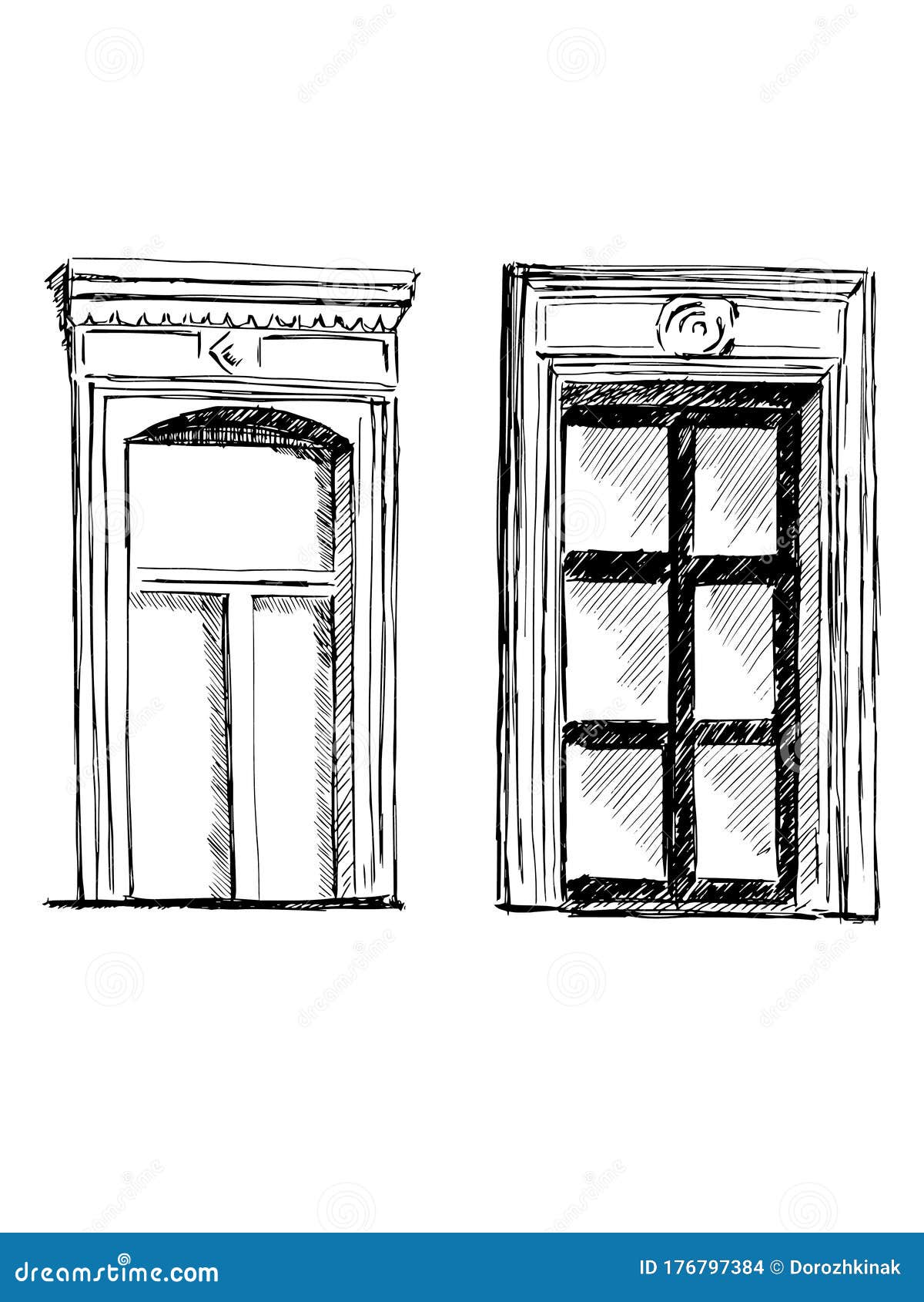 Two Different Windows with Decoration Stock Vector - Illustration of ...