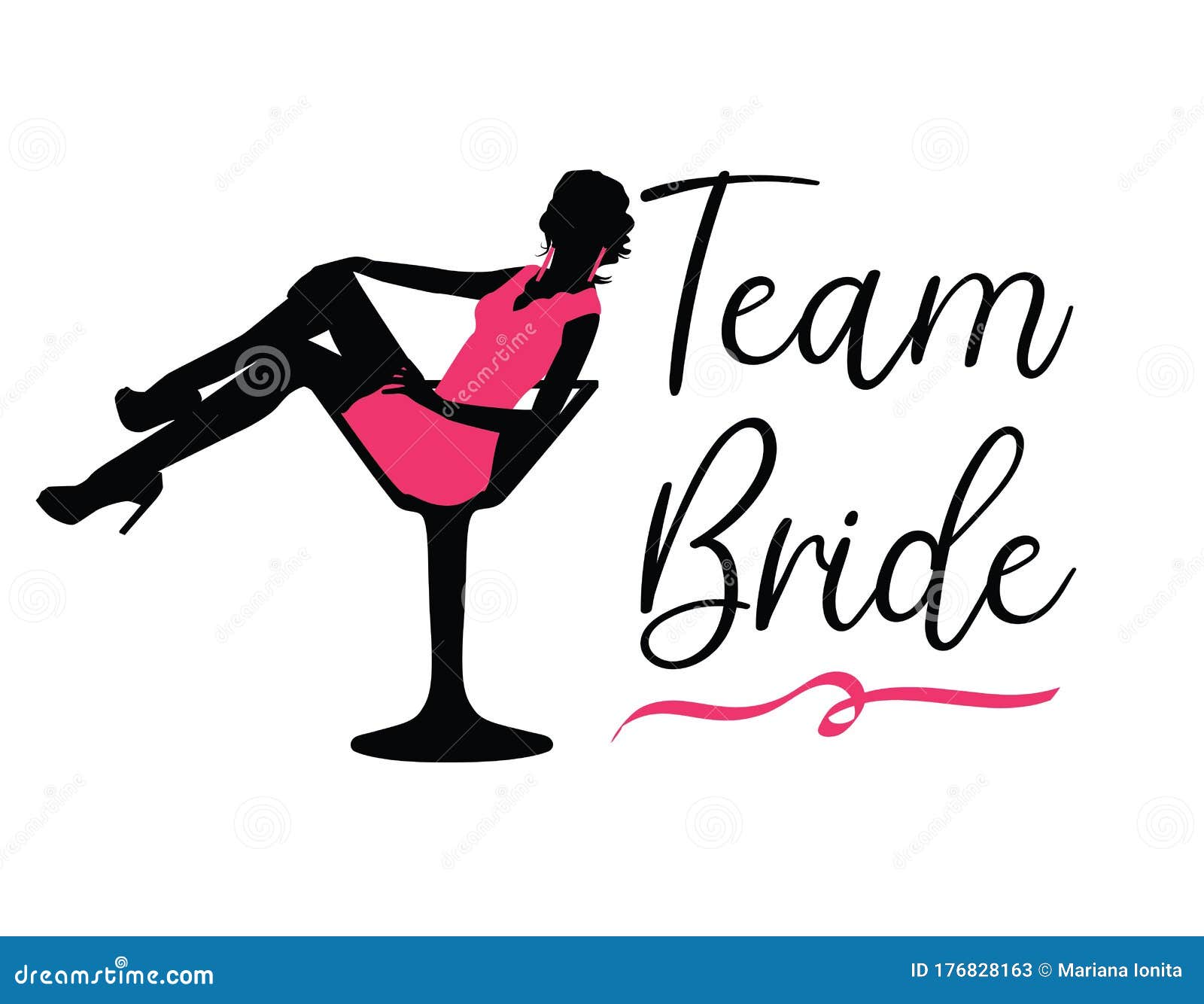 Team Bride Pink Quote With Ring And Heart. For T-shirts, Wedding ...