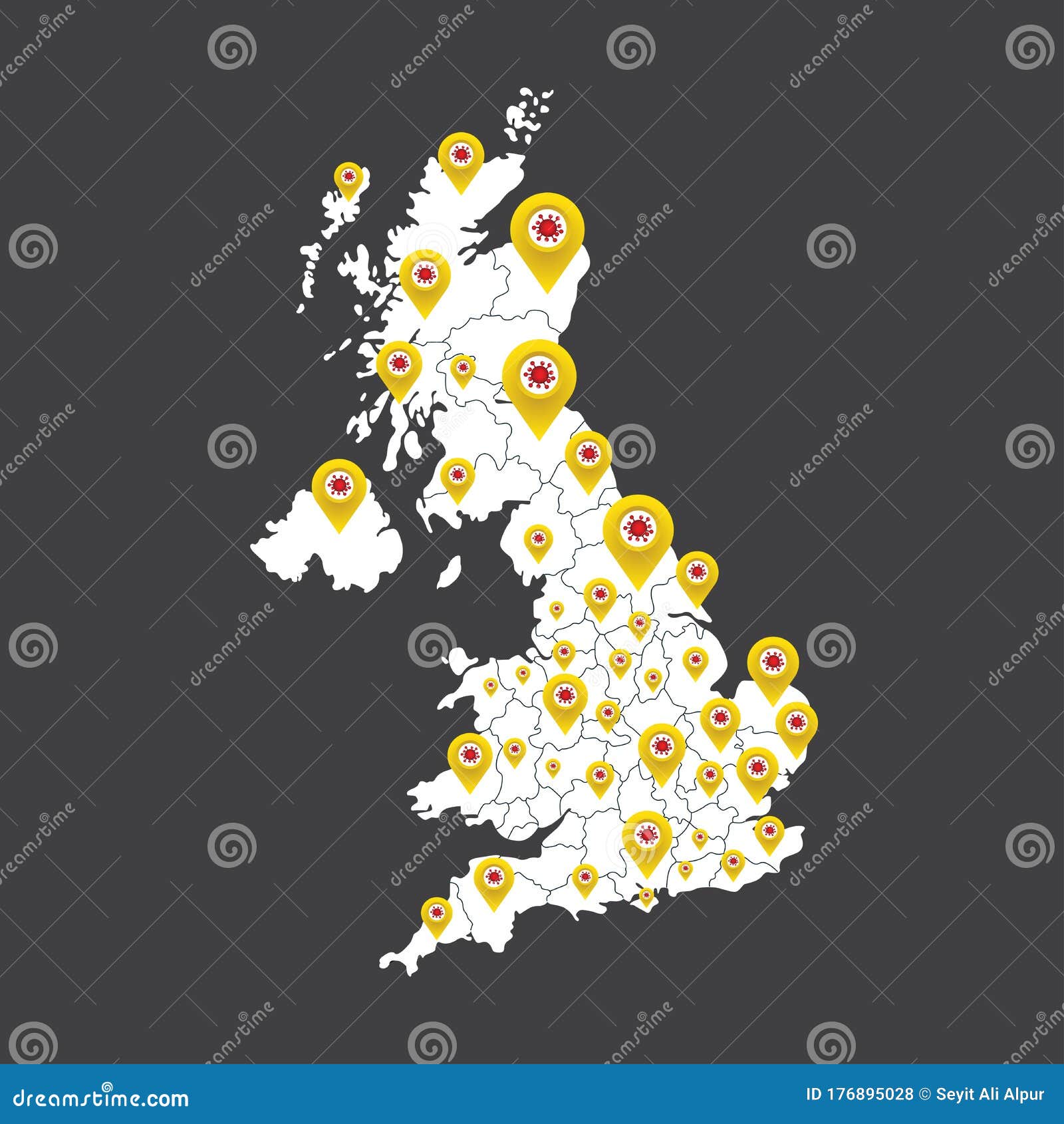 UK virus map stock vector. Illustration of england, mers - 176895028
