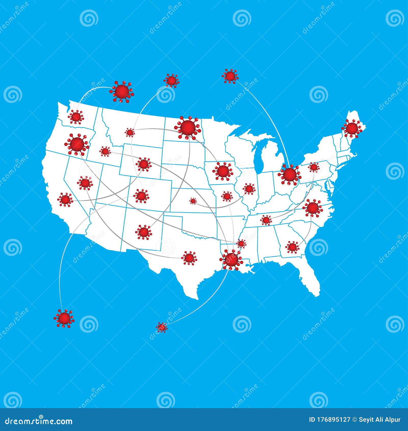 Vector United States Virus Map Stock Illustration - Illustration of ...