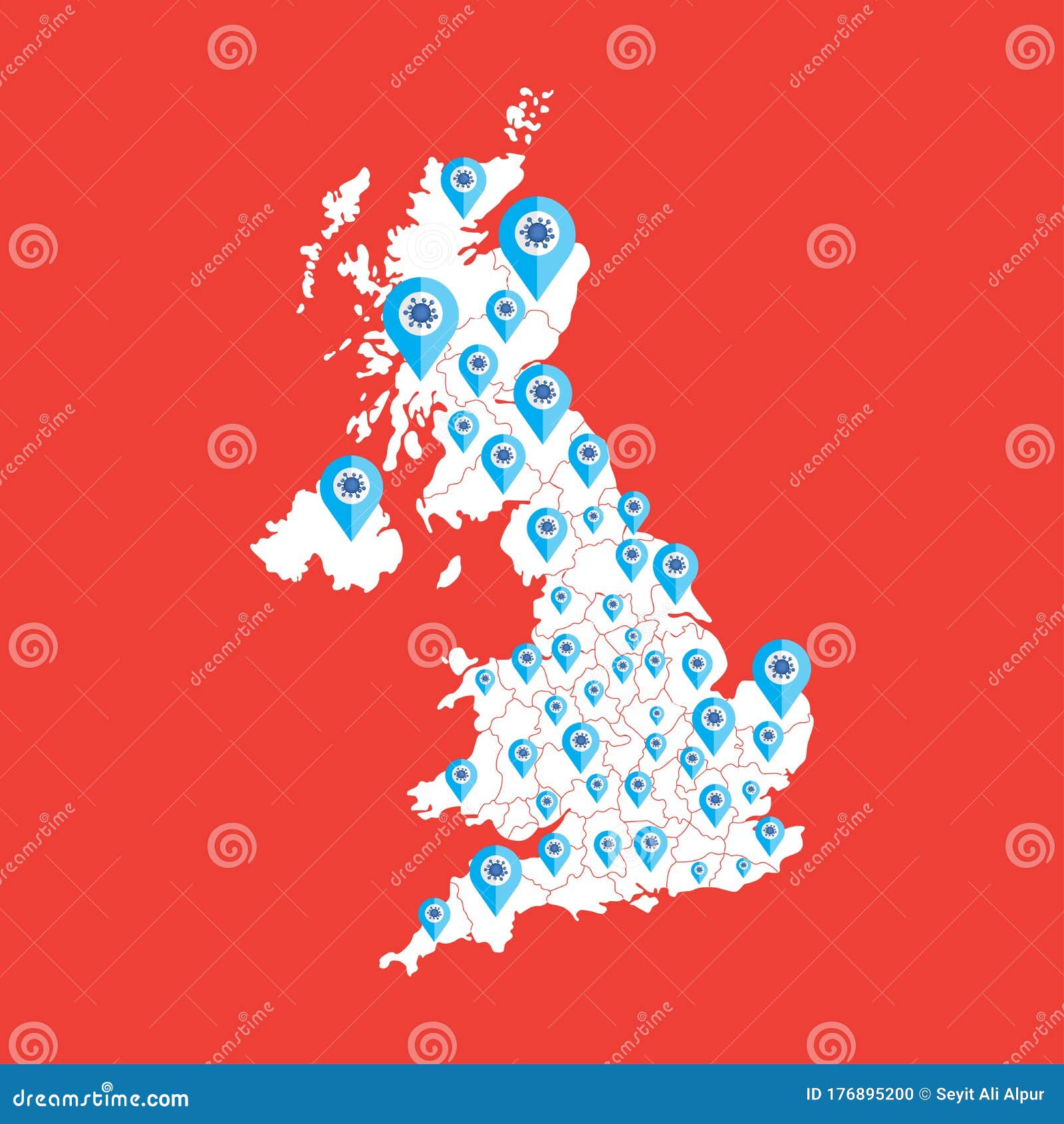 UK virus map stock vector. Illustration of emergency - 176895200