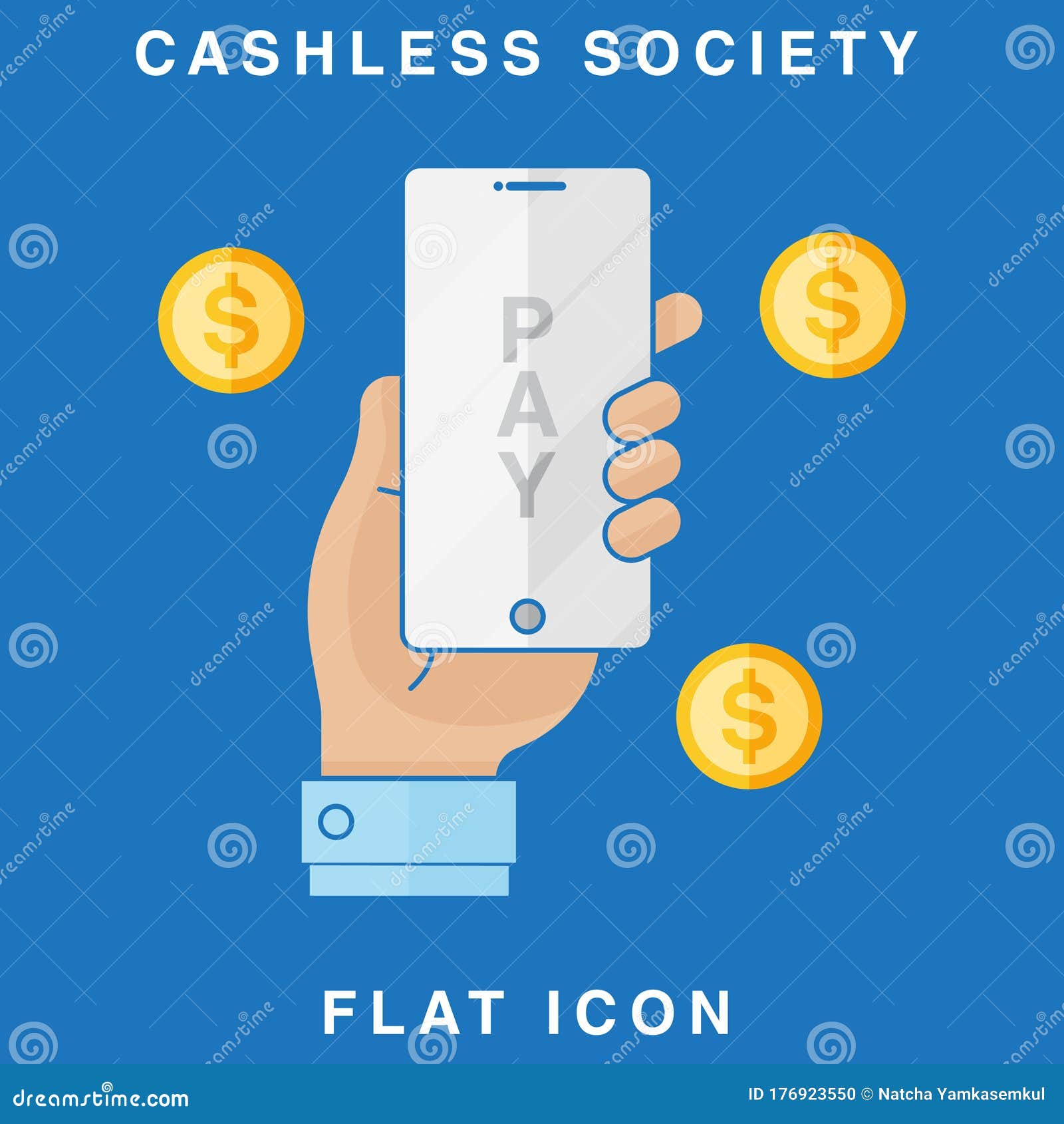 Cashless Payment. Payment with Smartphone Icon, Online Mobile Payment ...