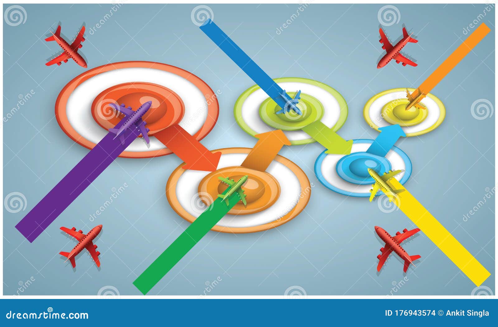 Planes Reaching To Platform from Various Directions Stock Vector ...