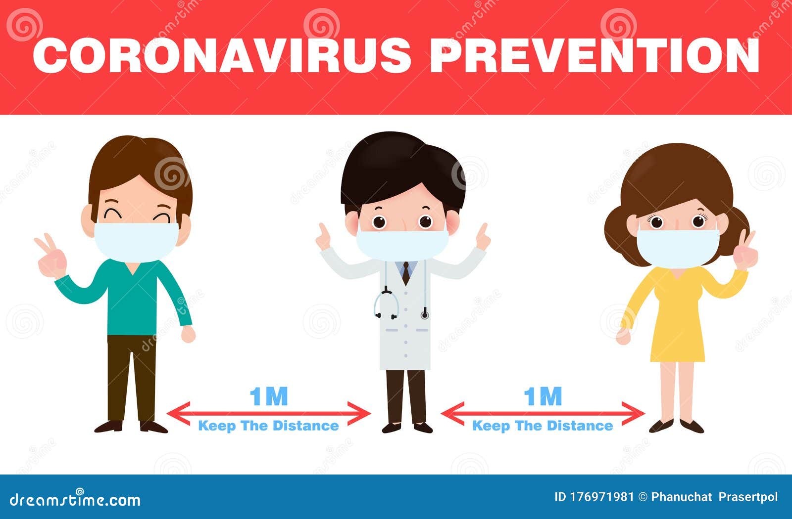 Coronavirus Prevention, Social Distancing, Doctor and People Keeping ...