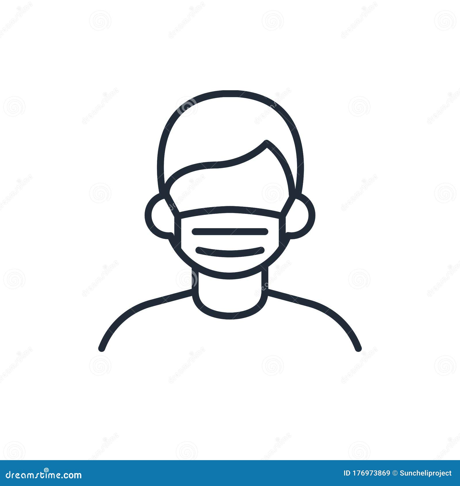 Wear a Mask Icon. Coronavirus Precaution. Vector Line Art Illustration ...