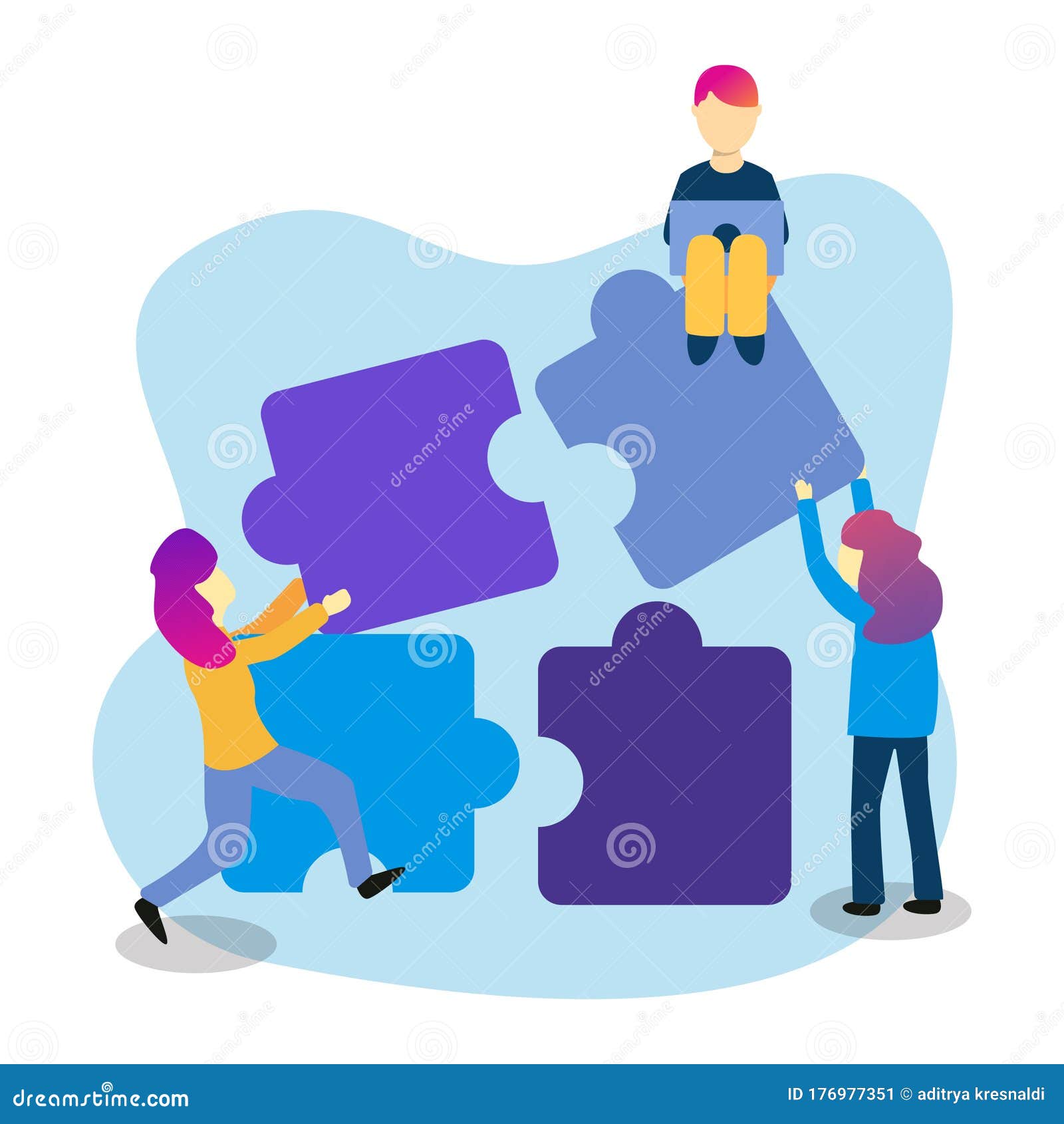 Group of People Connecting Puzzle Illustration Design, Can Be Used for ...