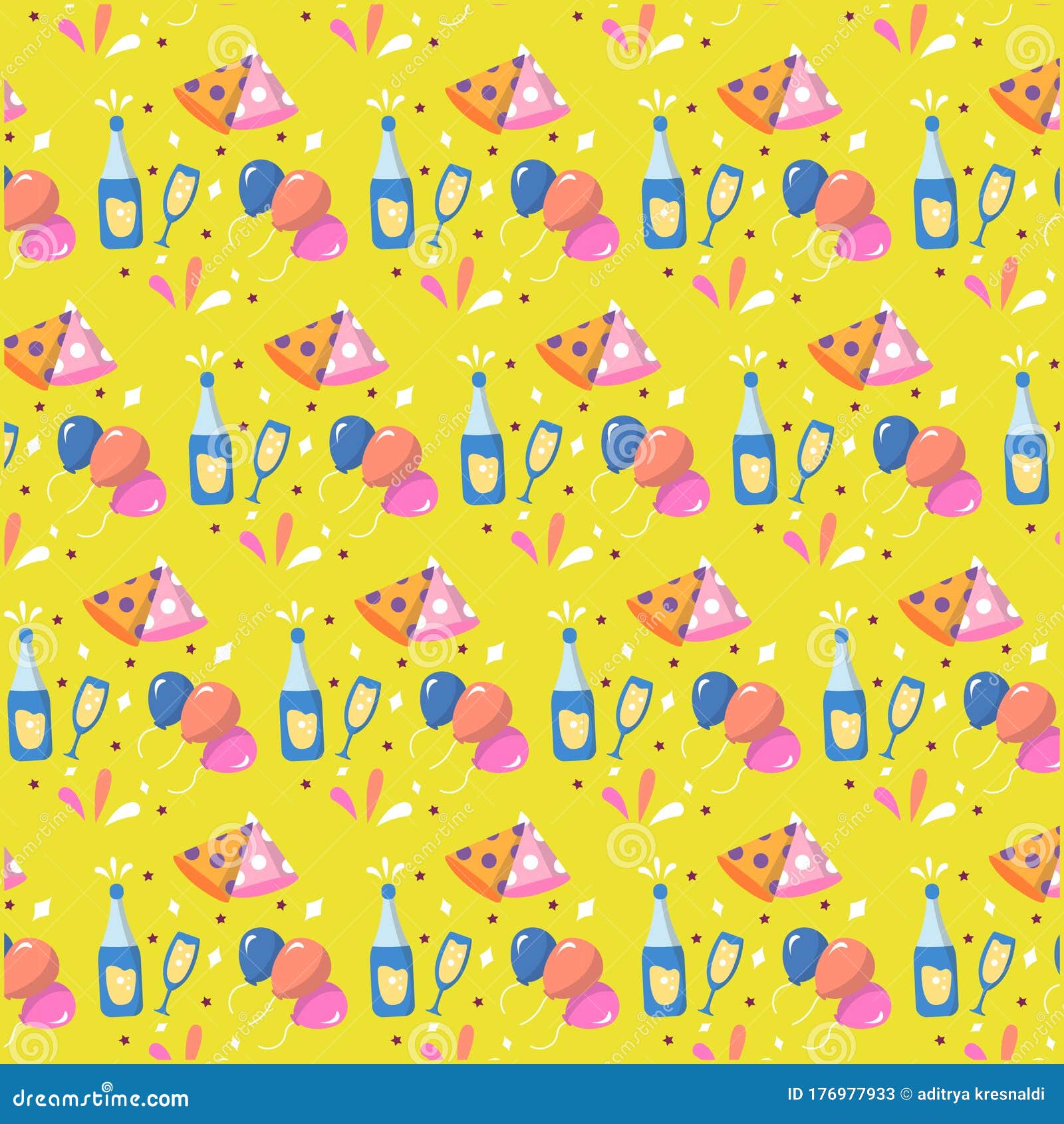 Cute Party Flat Design Illustration Stock Vector - Illustration of ...