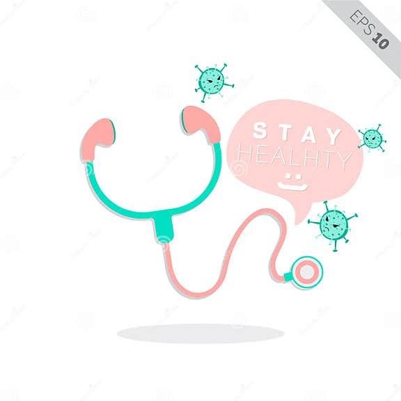 Stay Healthy Icon To Avoid Virus Corona, Vector Stock Illustration ...