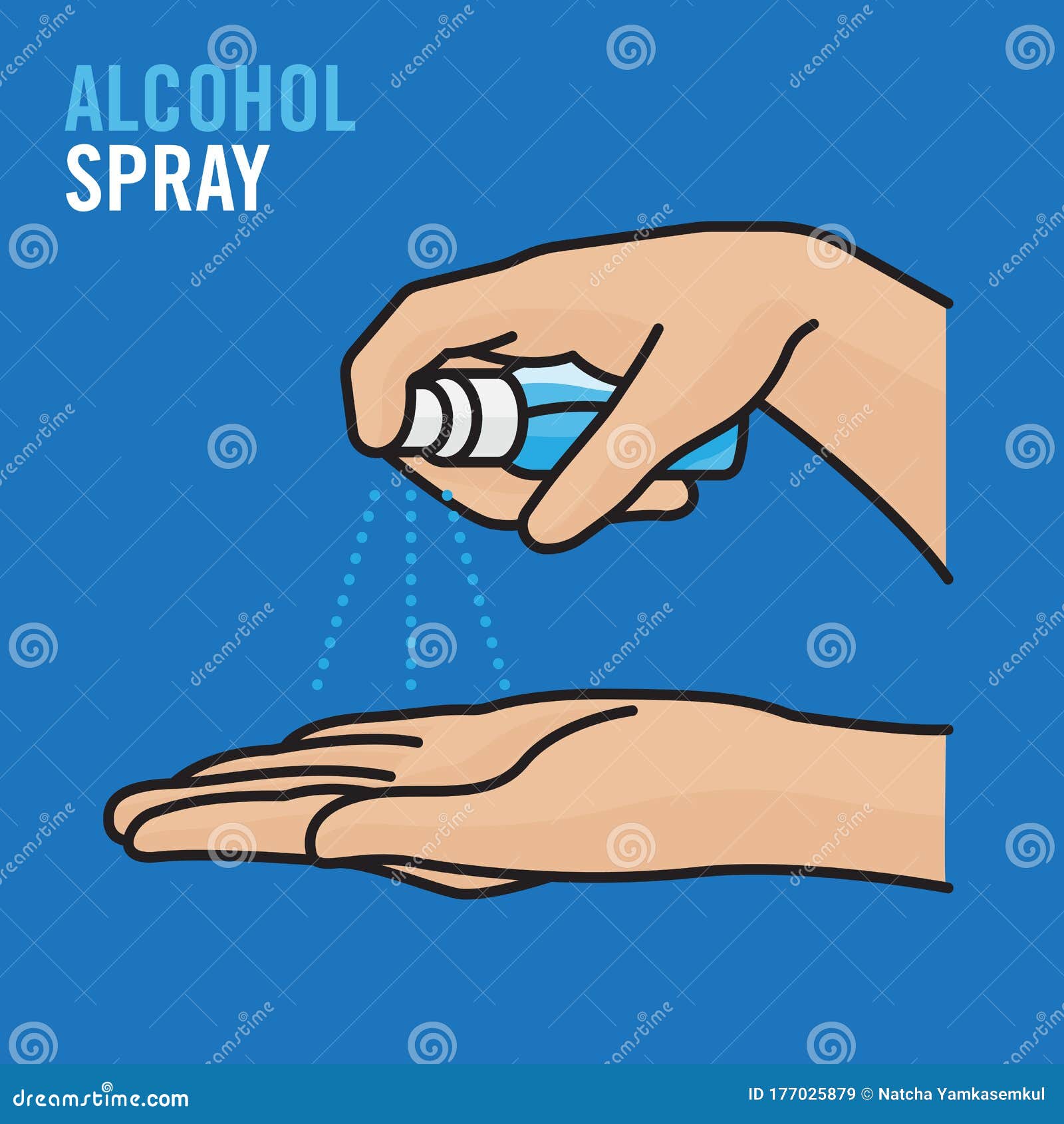 Spraying Alcohol On Hand. Alcohol Spray. Spraying Anti-Bacterial ...