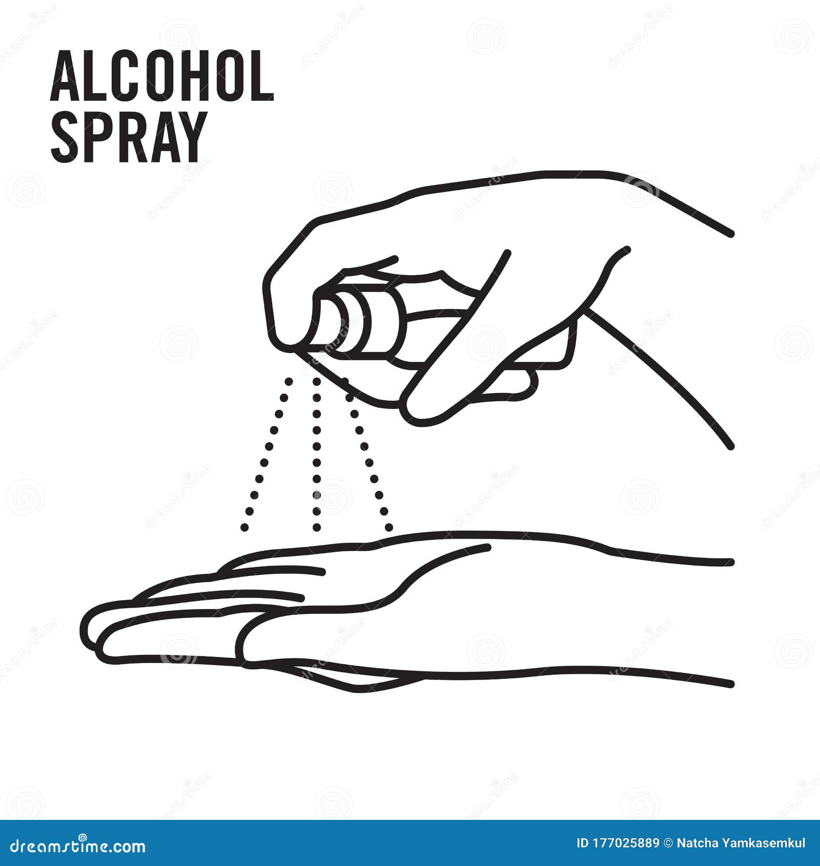 Spraying Alcohol on Hand. Alcohol Spray Stock Vector - Illustration of ...