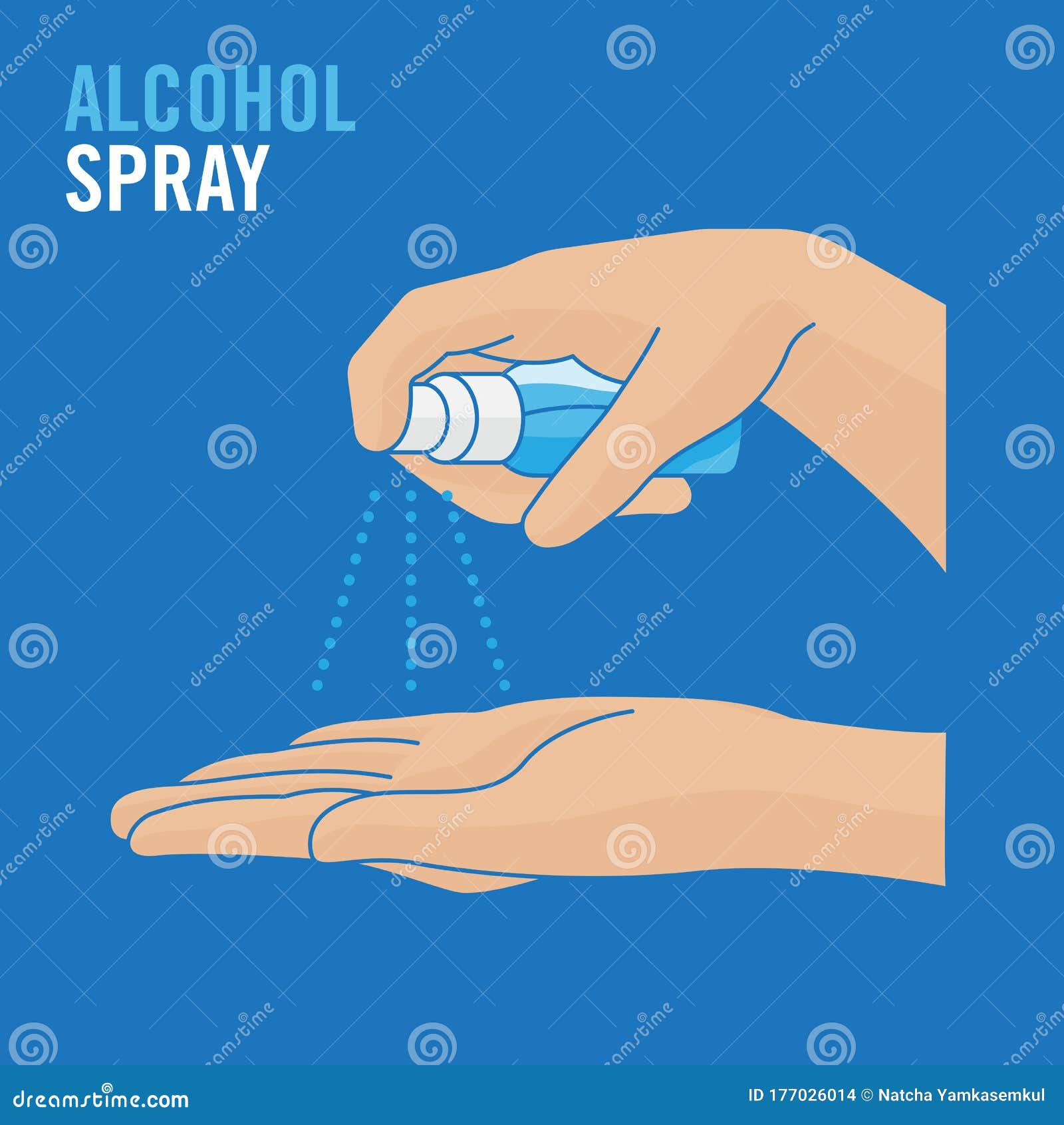 Spraying Alcohol on Hand. Alcohol Spray Stock Vector - Illustration of ...