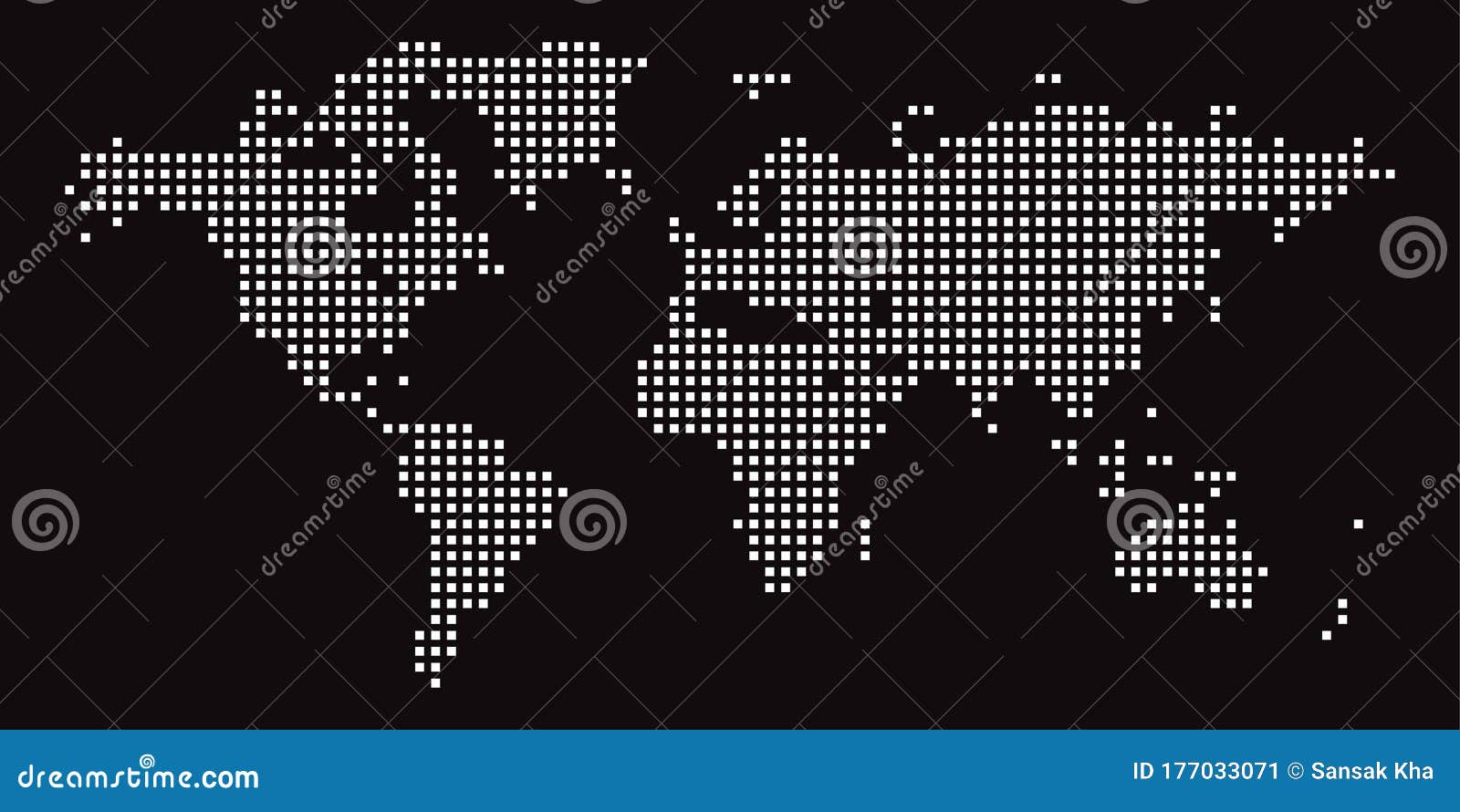 Vector Map of the World. Dots Map is White. Stock Vector - Illustration ...