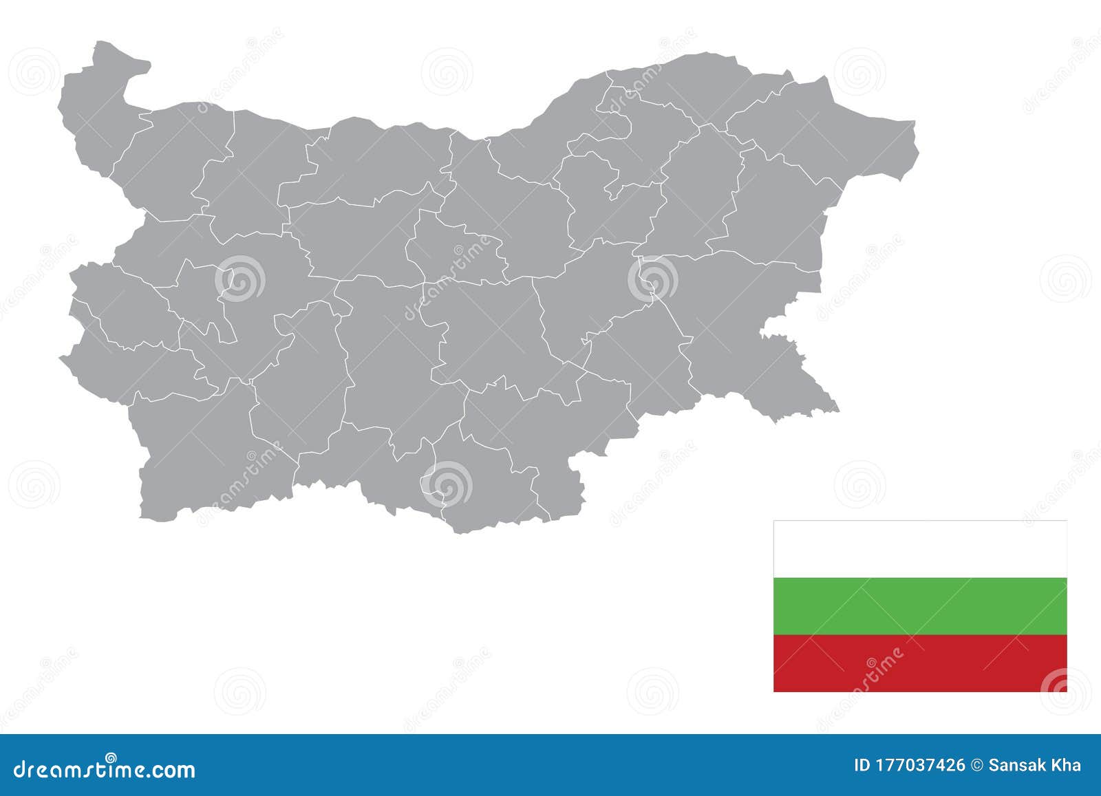 Bulgaria map with flag. stock vector. Illustration of bulgaria - 177037426