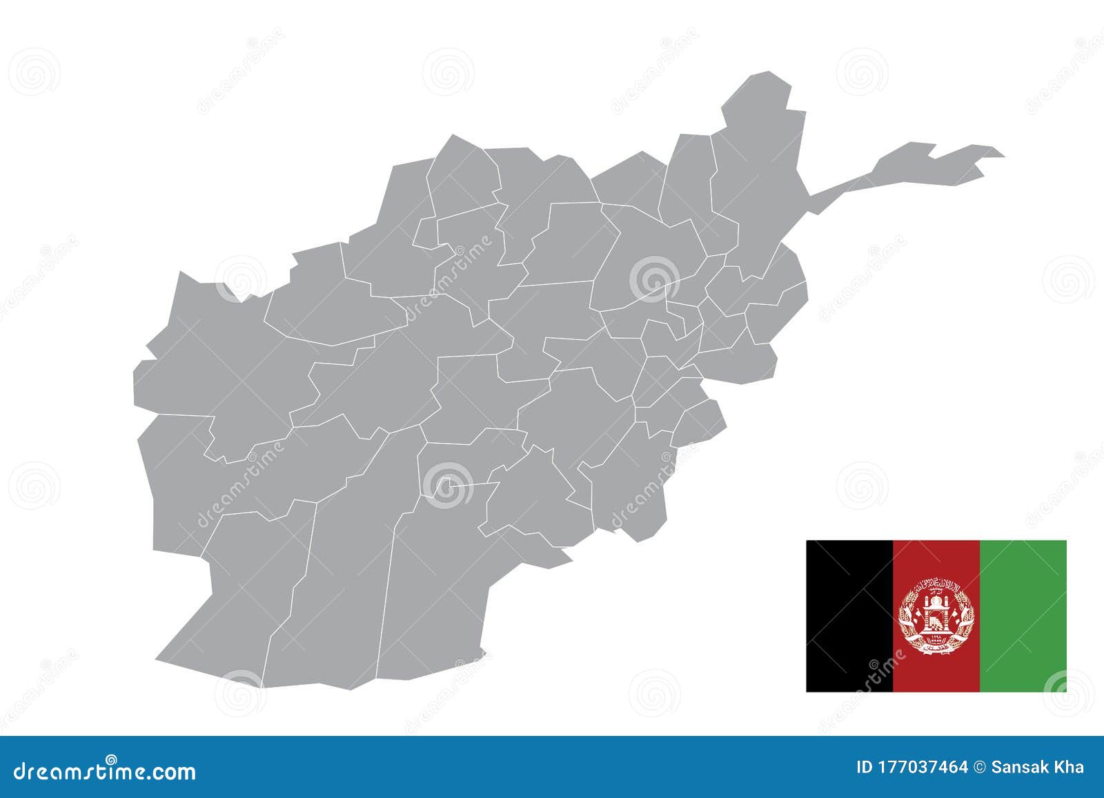 Afghanistan map with flag. stock vector. Illustration of detailed ...