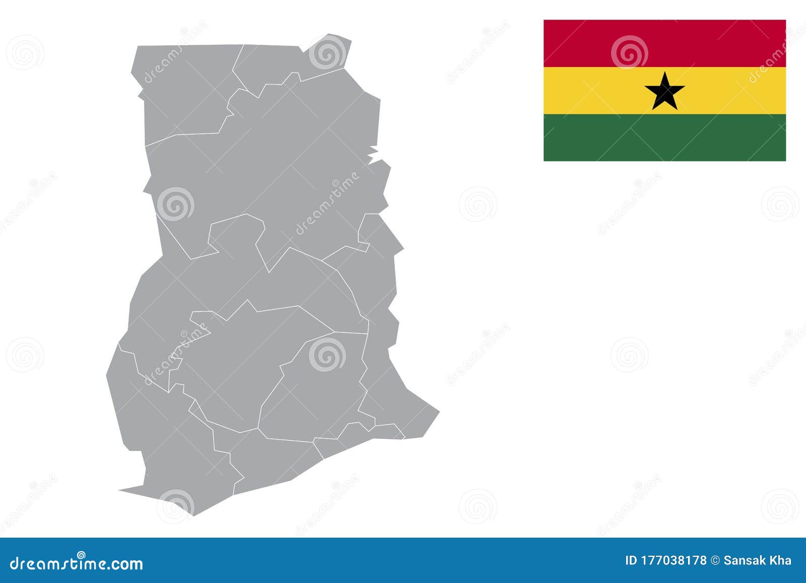 Abstract Map Of Ghana - Vector Illustartion Of Striped Gold Colored Map ...