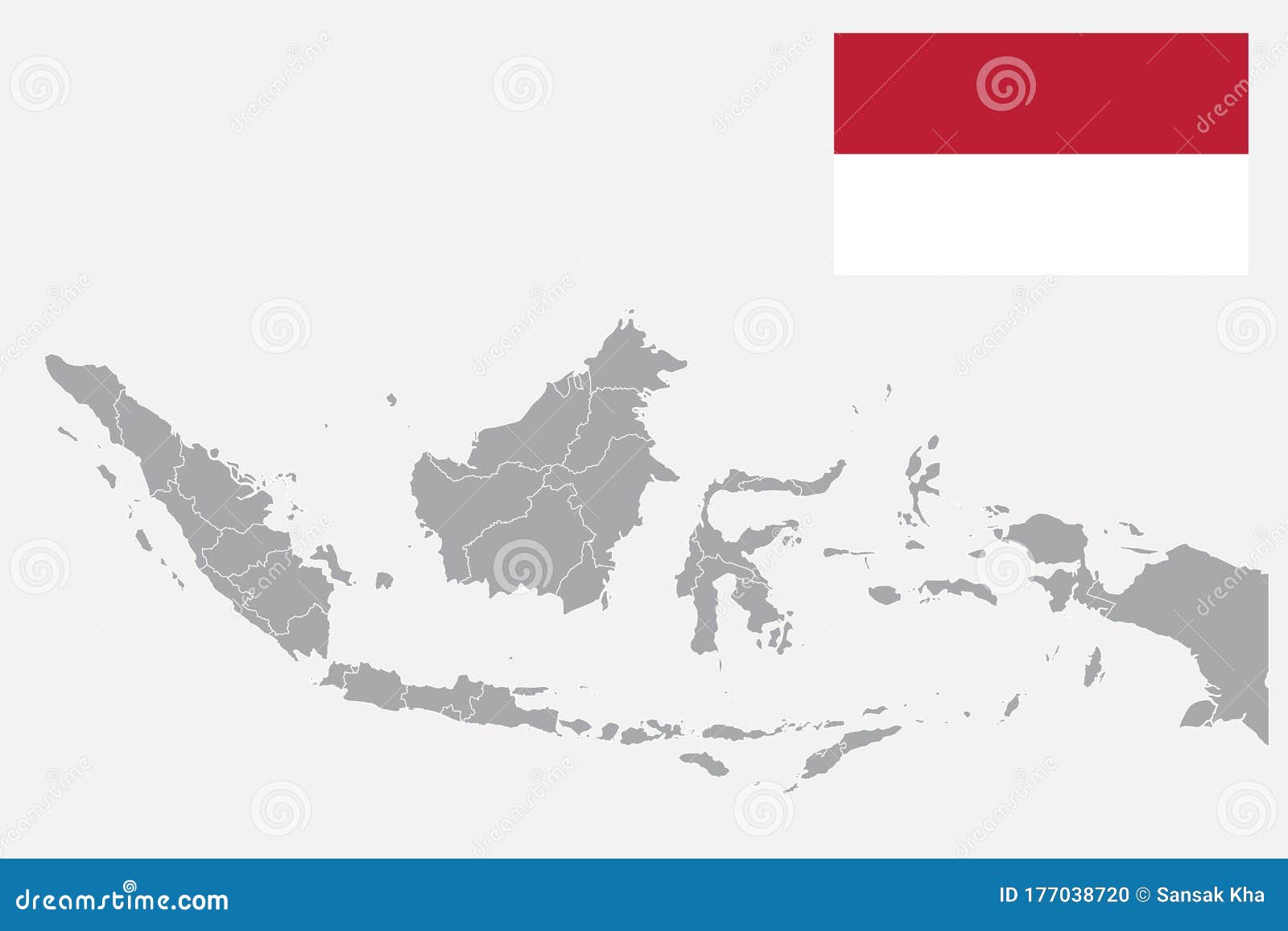 Indonesia map with flag. stock vector. Illustration of boroughs - 177038720