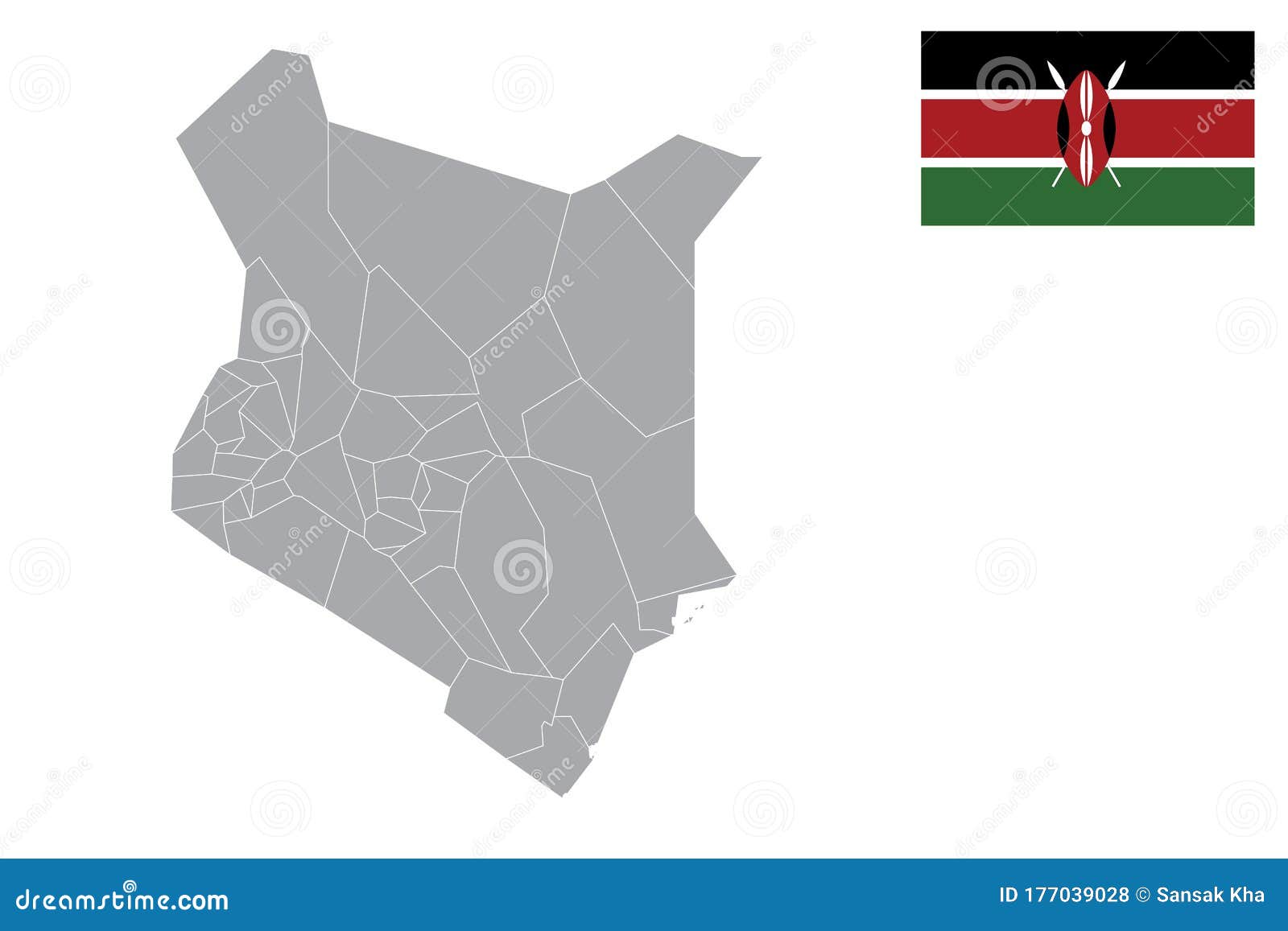 Kenya map with flag. stock vector. Illustration of abstract - 177039028